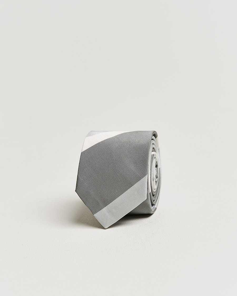 Thom Browne Wide Rep Stripe Tie Medium Grey at CareOfCarl.com