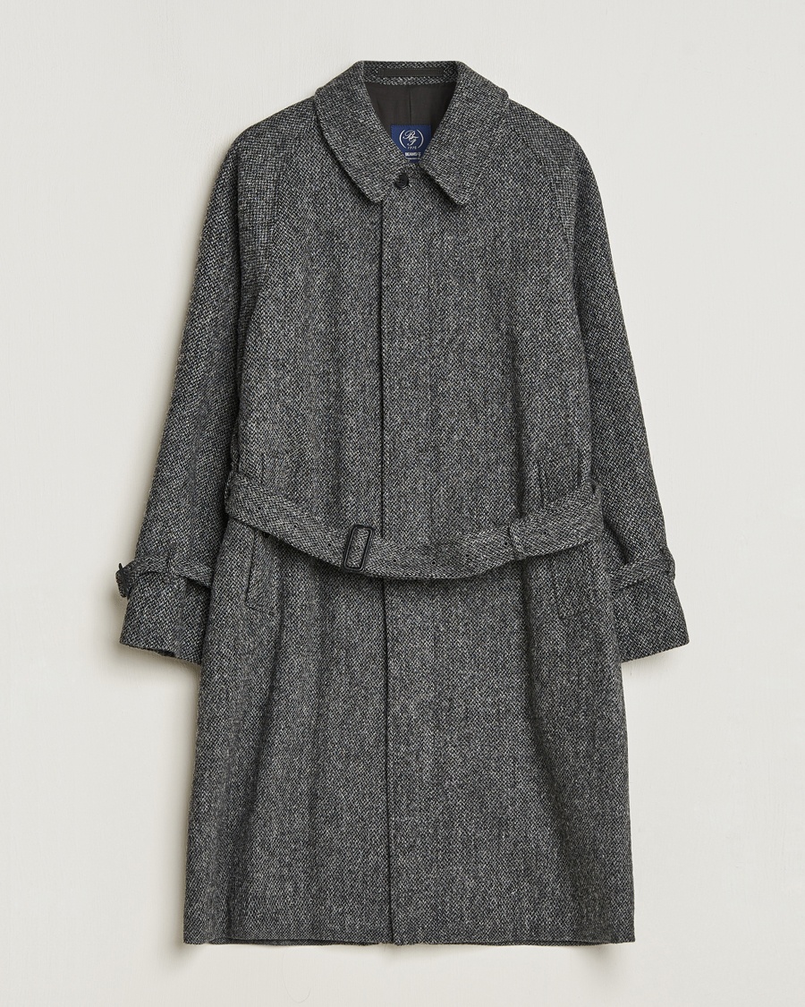 Beams F Harris Tweed Raglan Coat Dark Grey at CareOfCarl.com