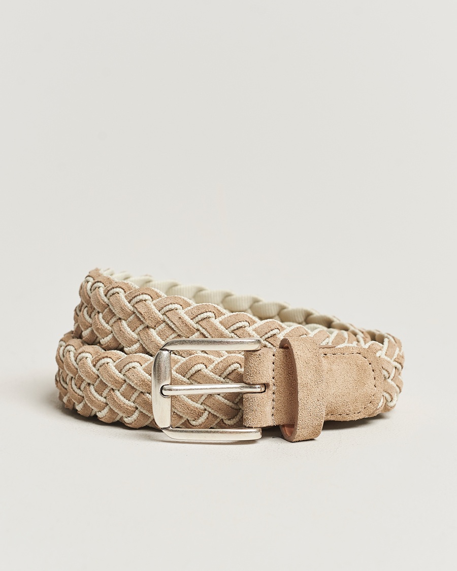 Anderson's Woven Suede Belt 3 cm Dark Brown at CareOfCarl.com