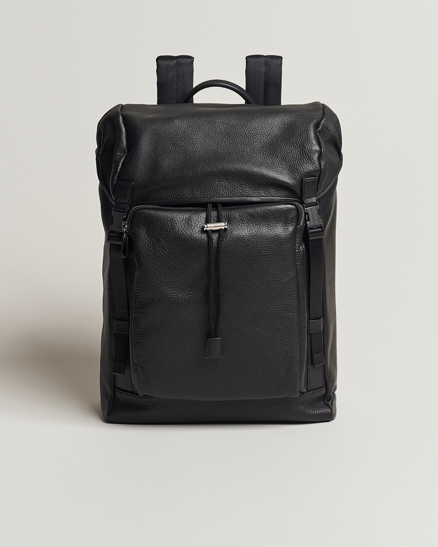 Tiger of Sweden Baha Grained Leather Backpack Black at CareOfCarl.com