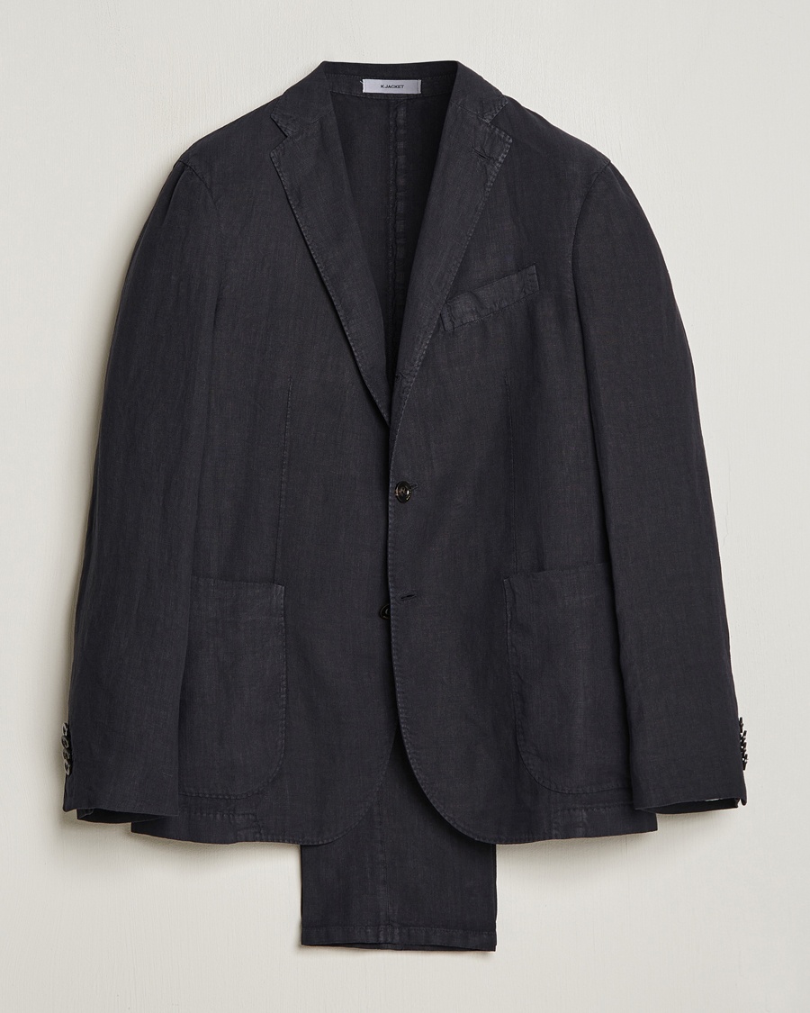 Boglioli K Jacket Linen Suit Navy at CareOfCarl.com