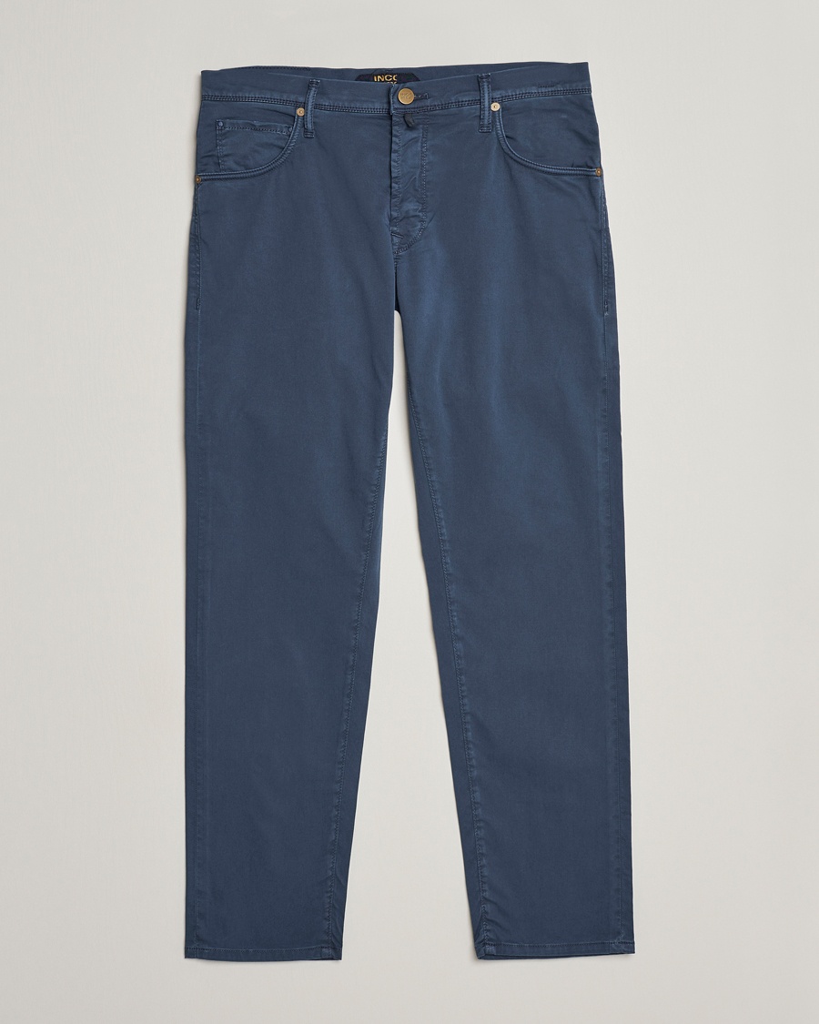 Incotex Regular Fit Herringbone Chinos Navy at CareOfCarl.com