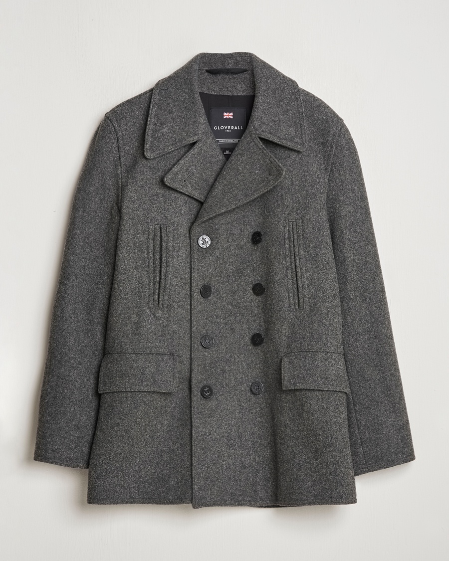 Gloverall De Bonne Facutre Wool Duffle Coat Black/Grey at CareOfCarl.com