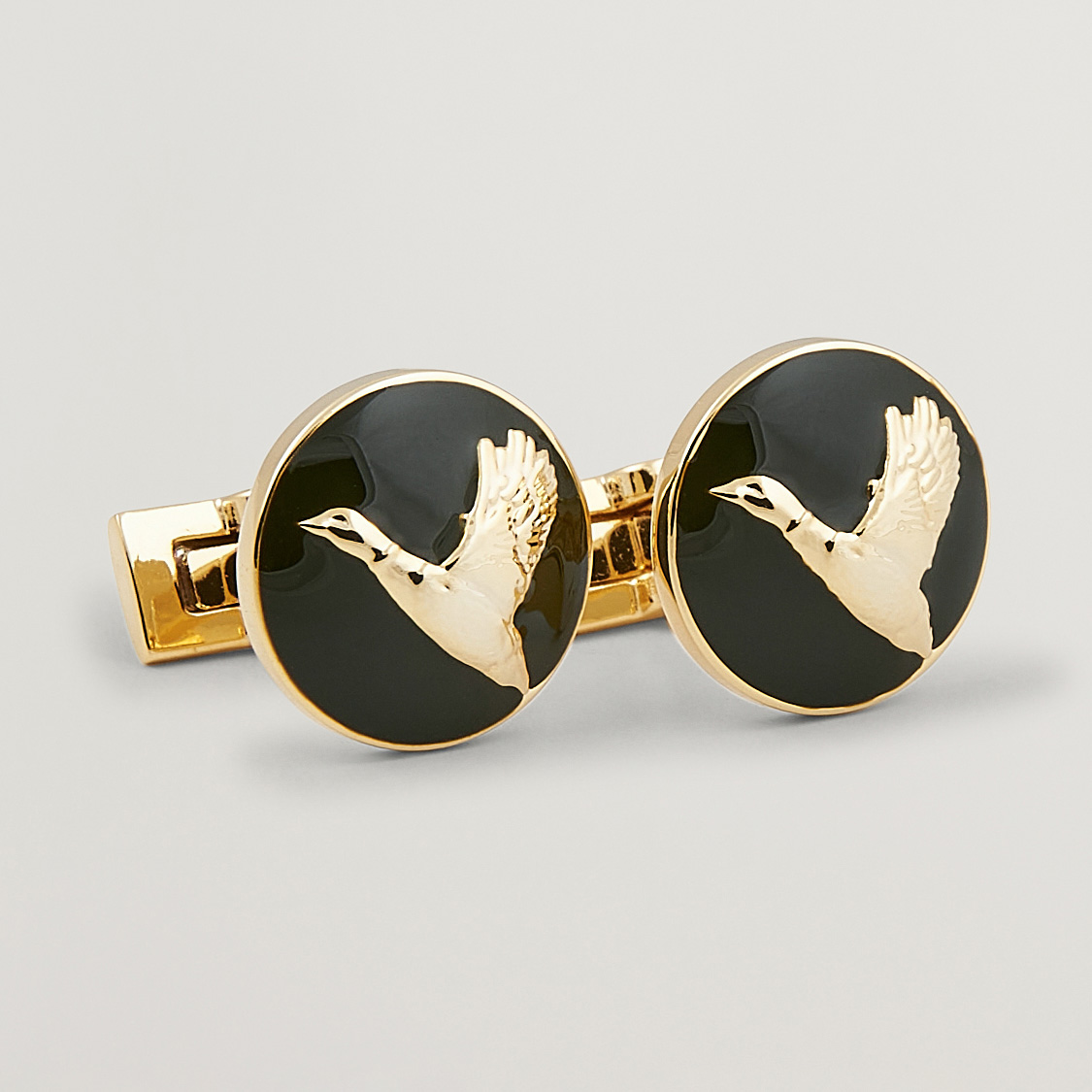 Skultuna Cuff Links Hunter Flying Duck Gold/Green at CareOfCarl.com