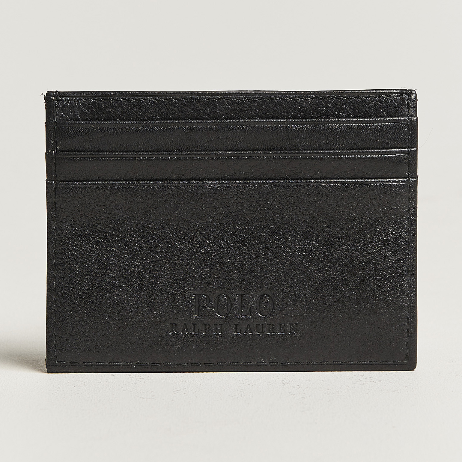 Polo Ralph Lauren Pebble Leather Slim Card Case Black at CareOfCarl.com