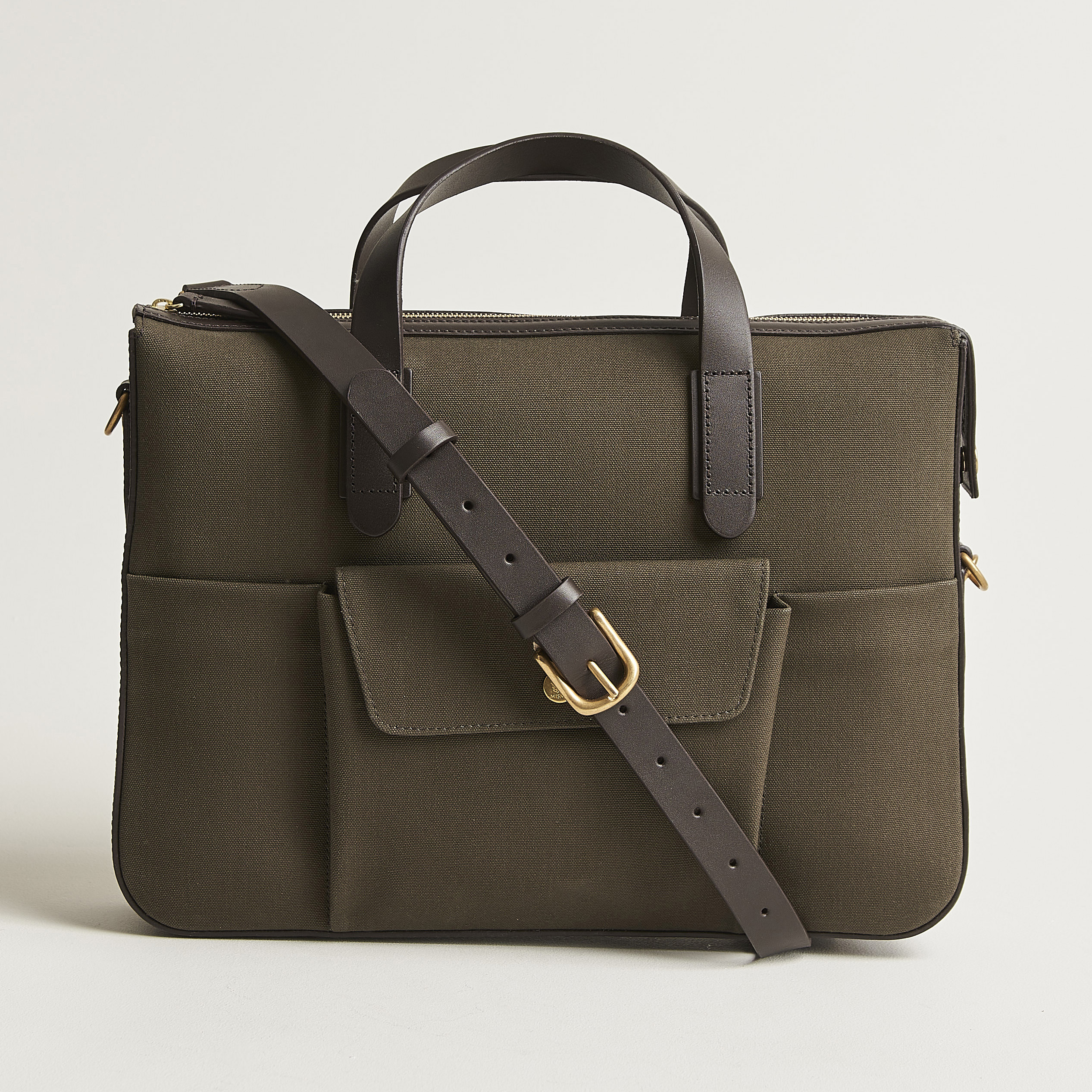 Mismo M/S Canvas Briefcase Army/Dark Brown at CareOfCarl.com