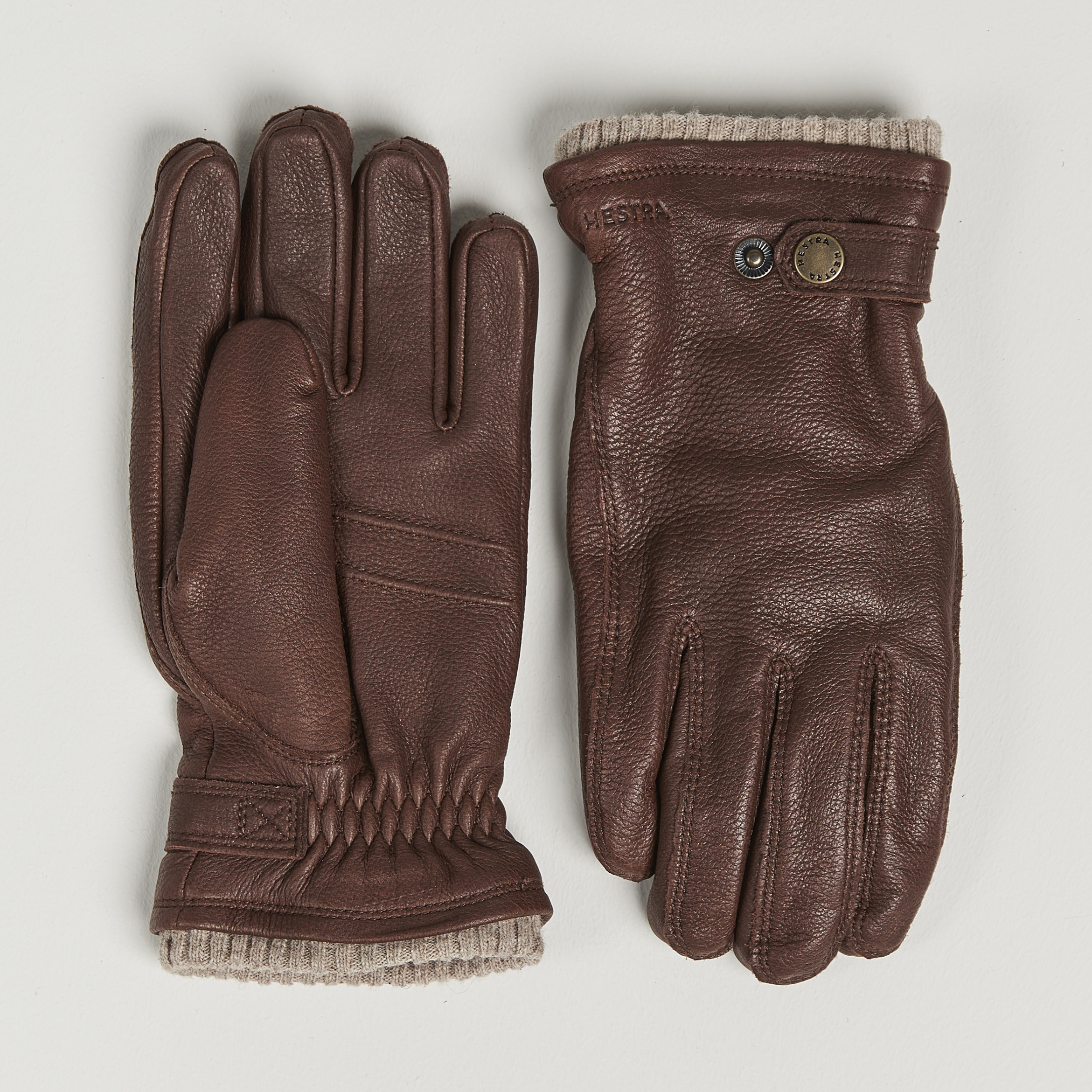 Hestra Utsjö Fleece Lined Buckle Elkskin Glove Chestnut at CareOfCarl.com