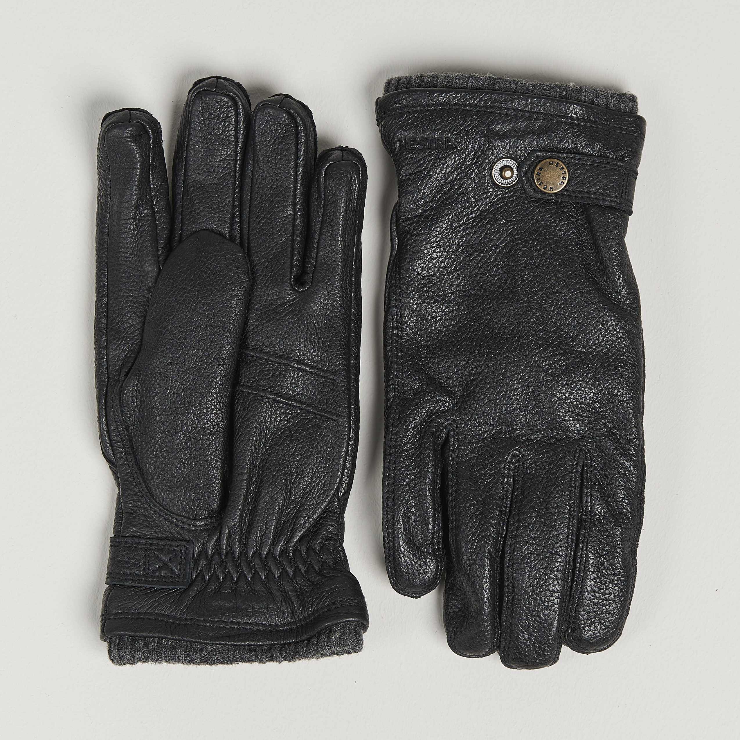 Hestra Utsjö Fleece Lined Buckle Elkskin Glove Black at CareOfCarl.com