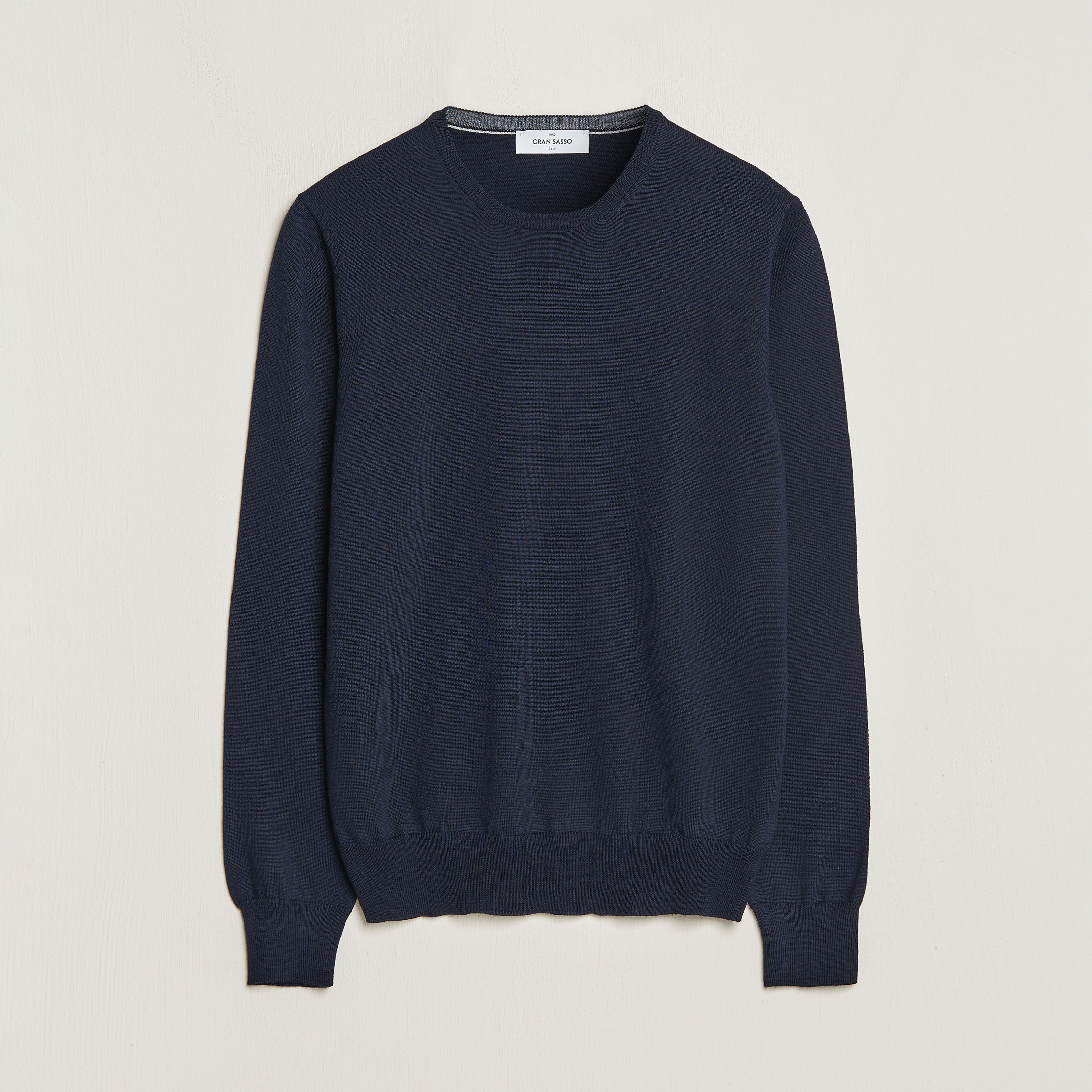 Gran Sasso Merino Fashion Fit Crew Neck Pullover Navy at CareOfCarl.com