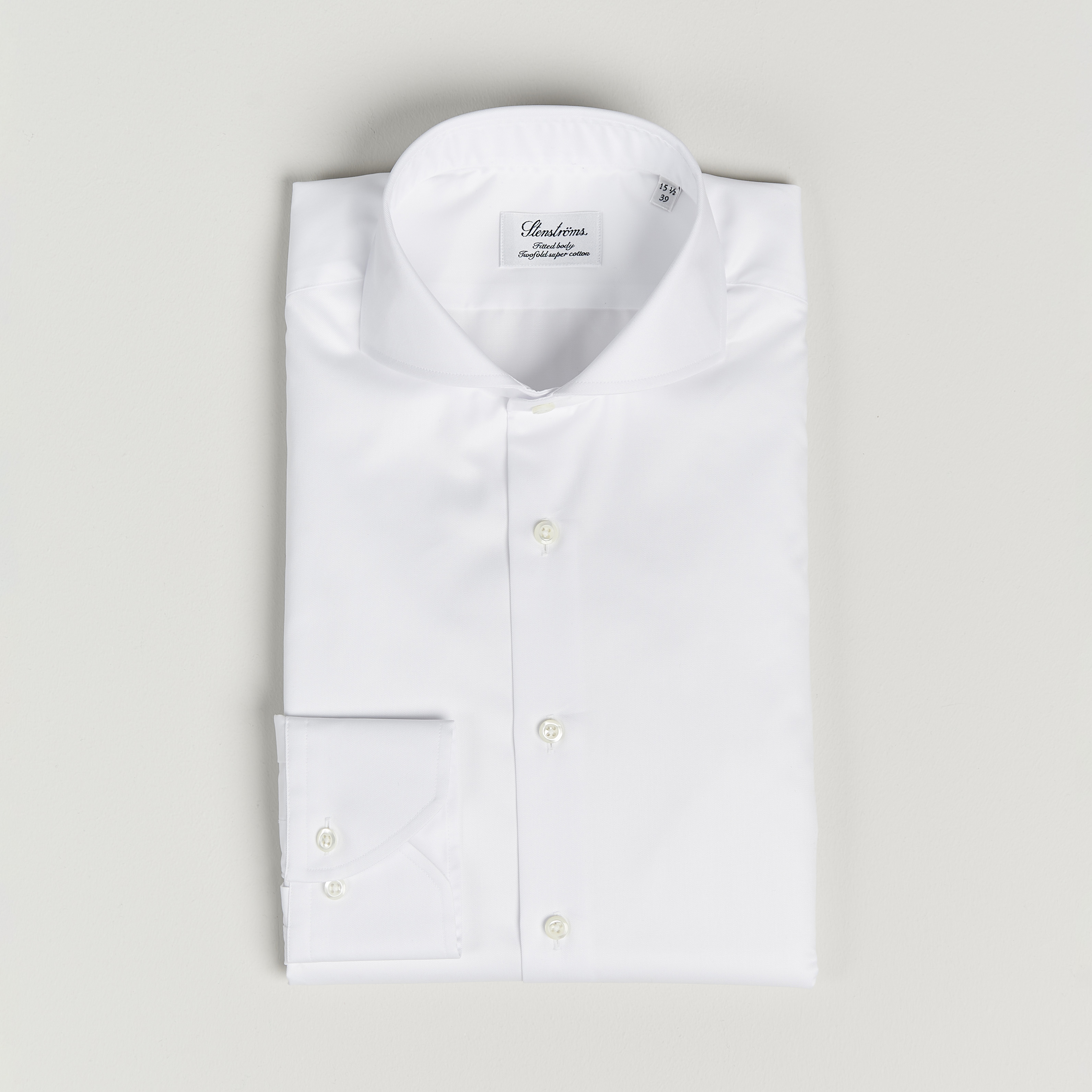 Stenströms Fitted Body Extreme Cut Away Shirt White at CareOfCarl.com