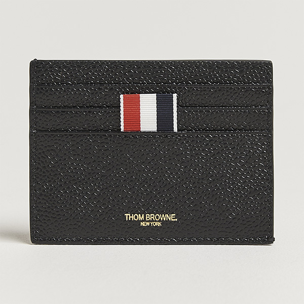 Thom Browne Pebble Grain Single Card Holder Black at CareOfCarl.com
