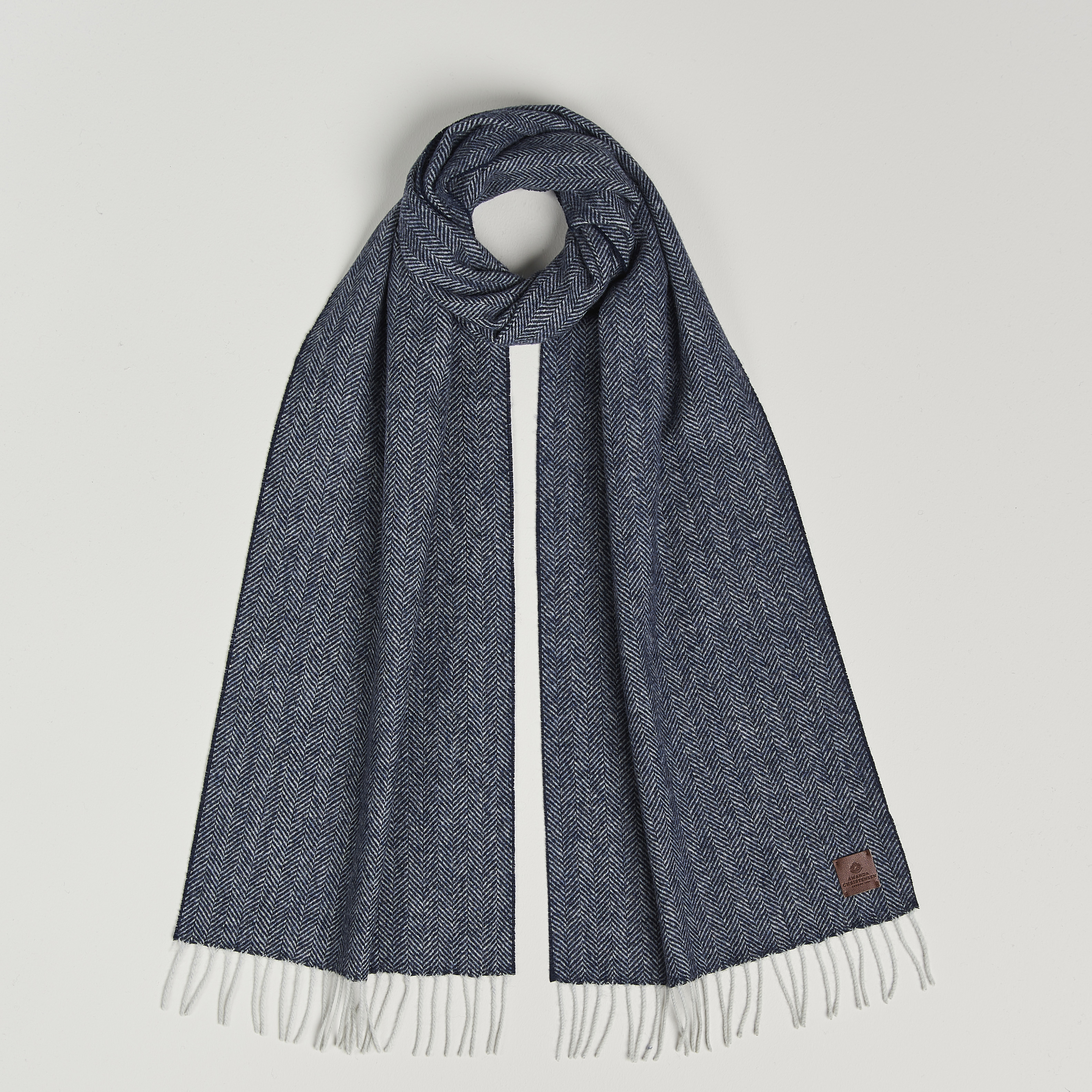 Amanda Christensen Wool Herringbone Scarf Navy at CareOfCarl.com