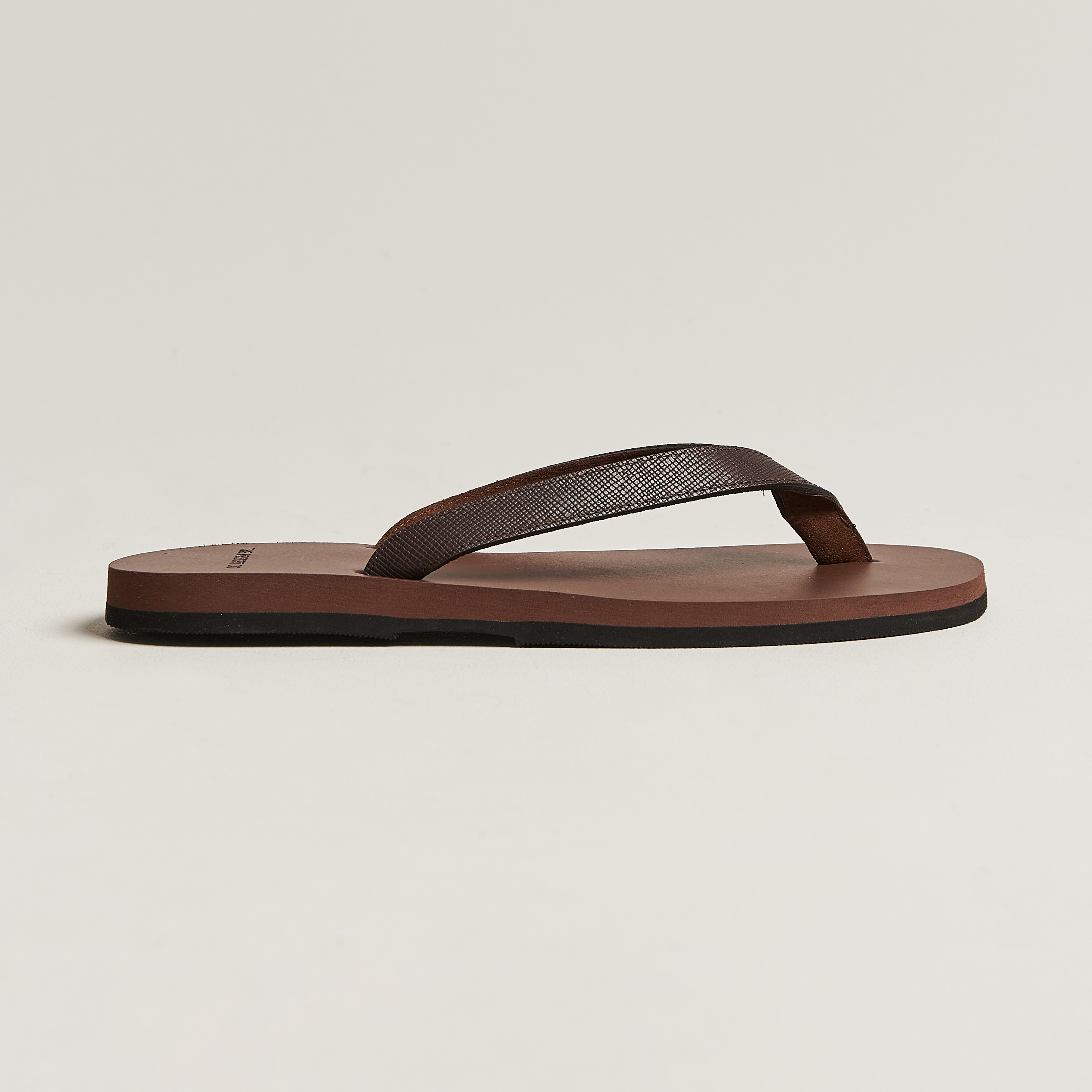 The Resort Co Saffiano Leather Flip-Flop Brown at CareOfCarl.com