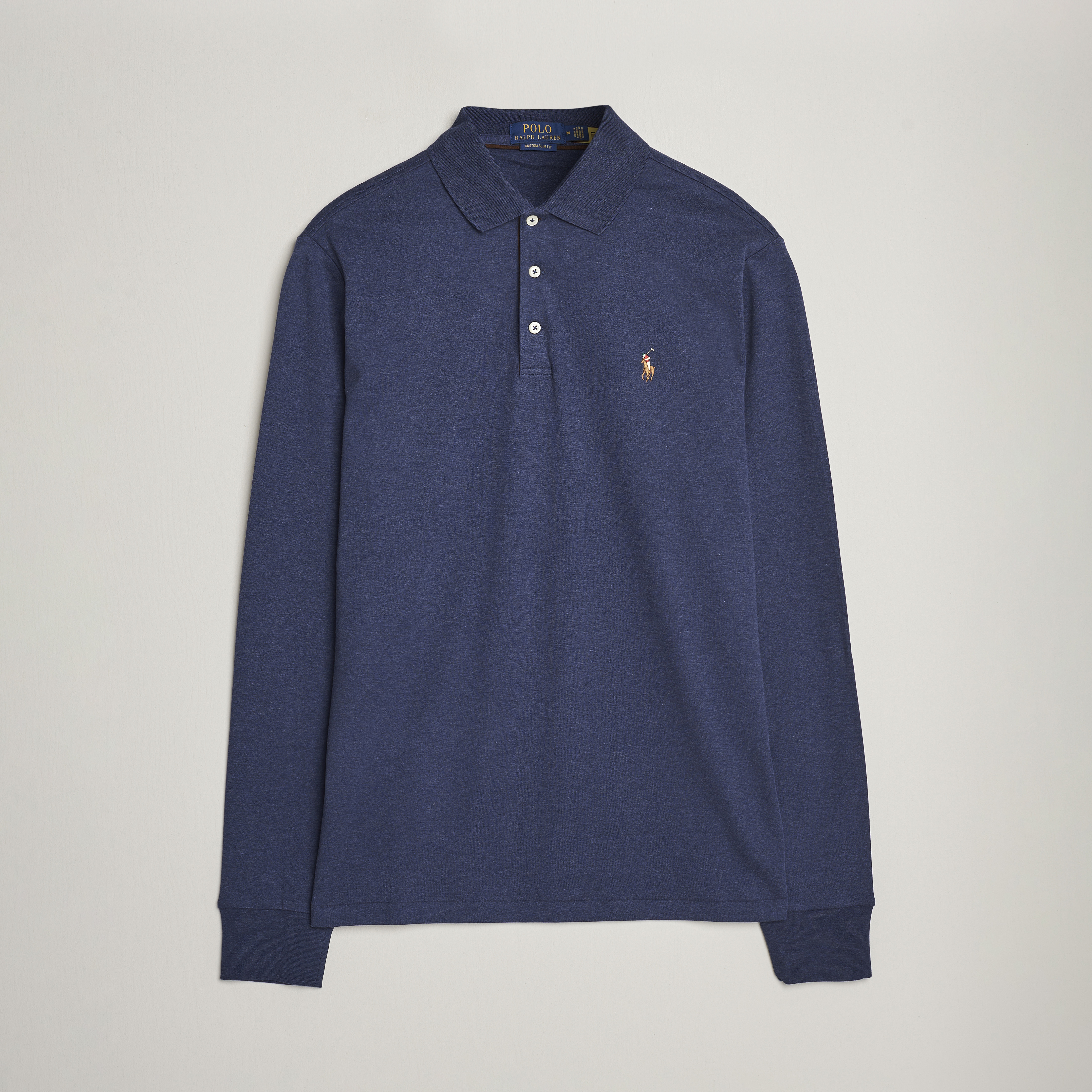 Polo Ralph Lauren Pima Cotton Custom Fit LS Polo Spring Navy Heather at Car