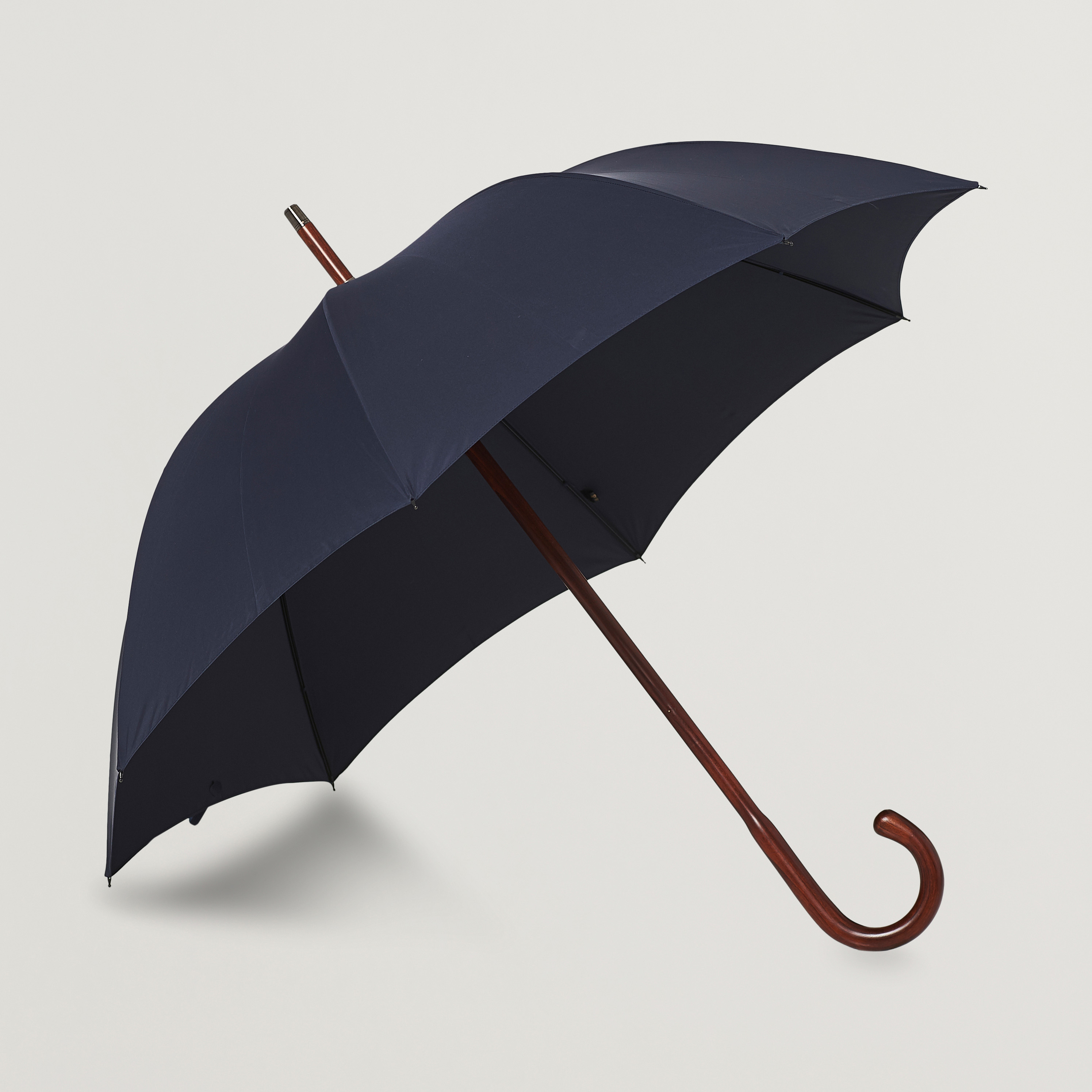 Fox Umbrellas Polished Cherrywood Solid Umbrella Navy at CareOfCarl.com