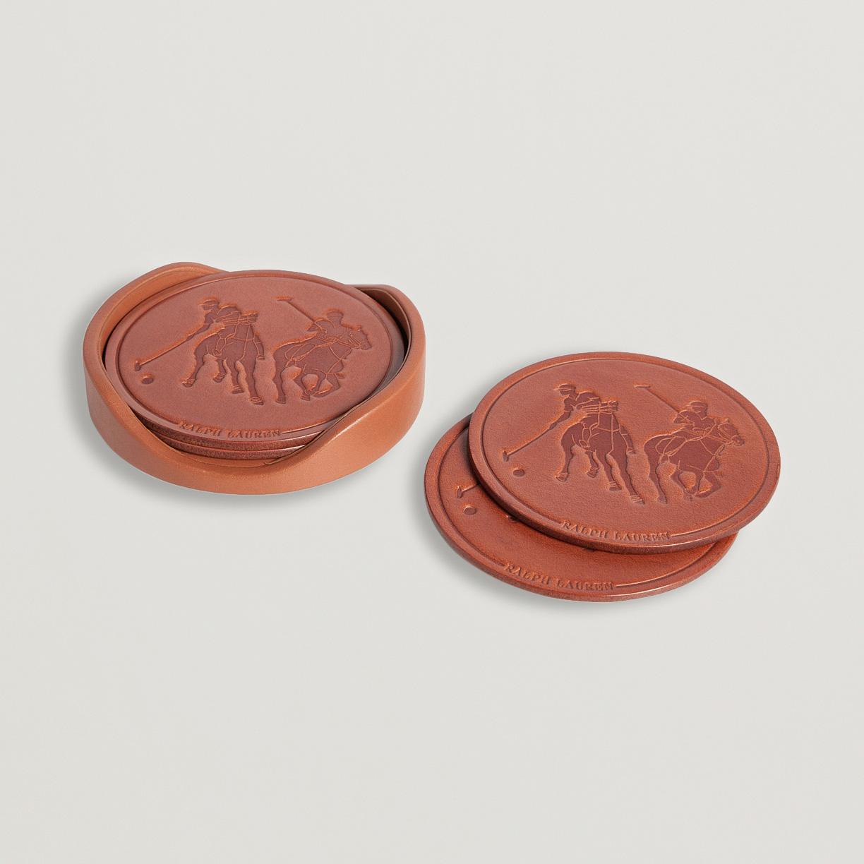 Ralph Lauren Home Garrett Leather Coaster Set at CareOfCarl.com