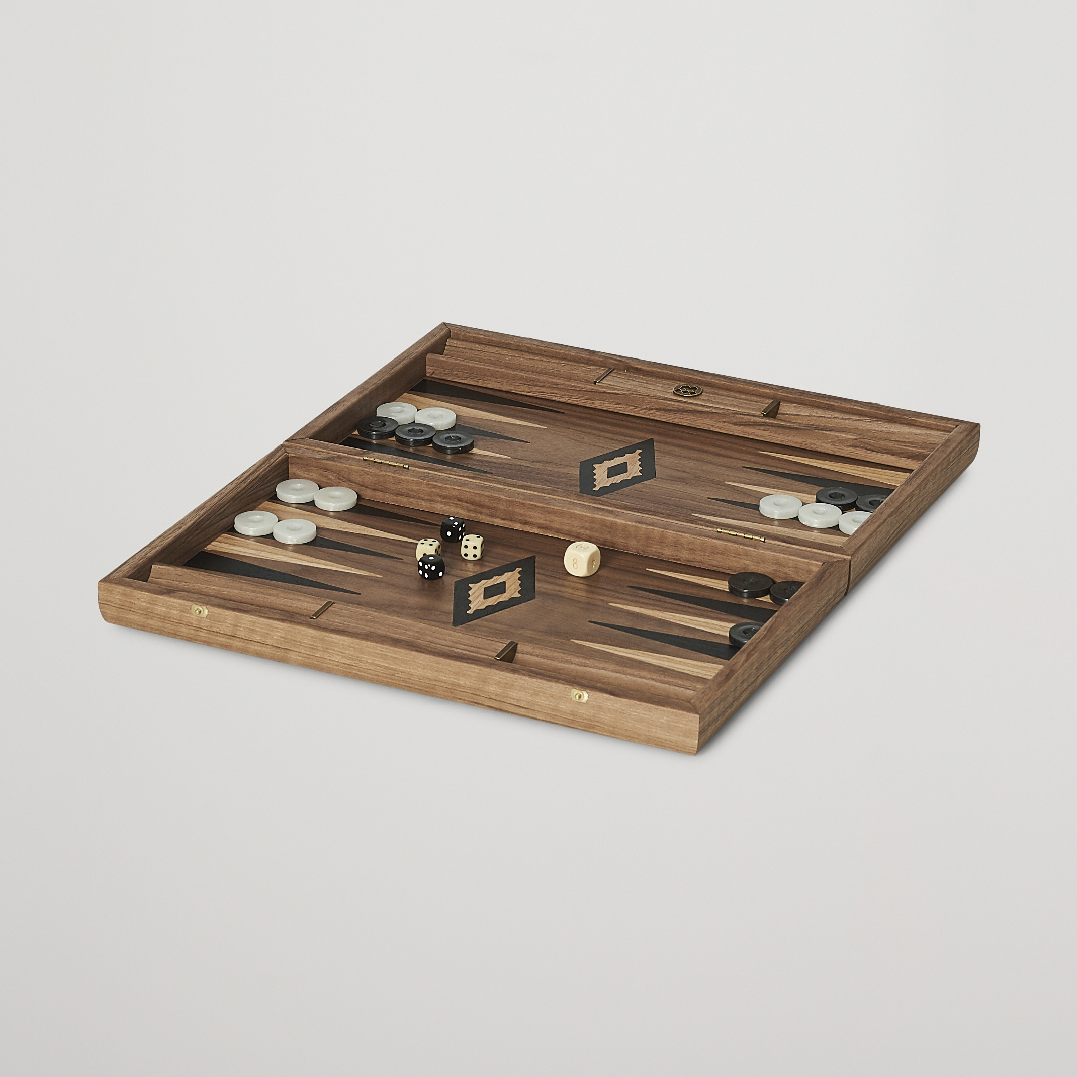 Manopoulos American Walnut Backgammon With Side Racks at CareOfCarl.com