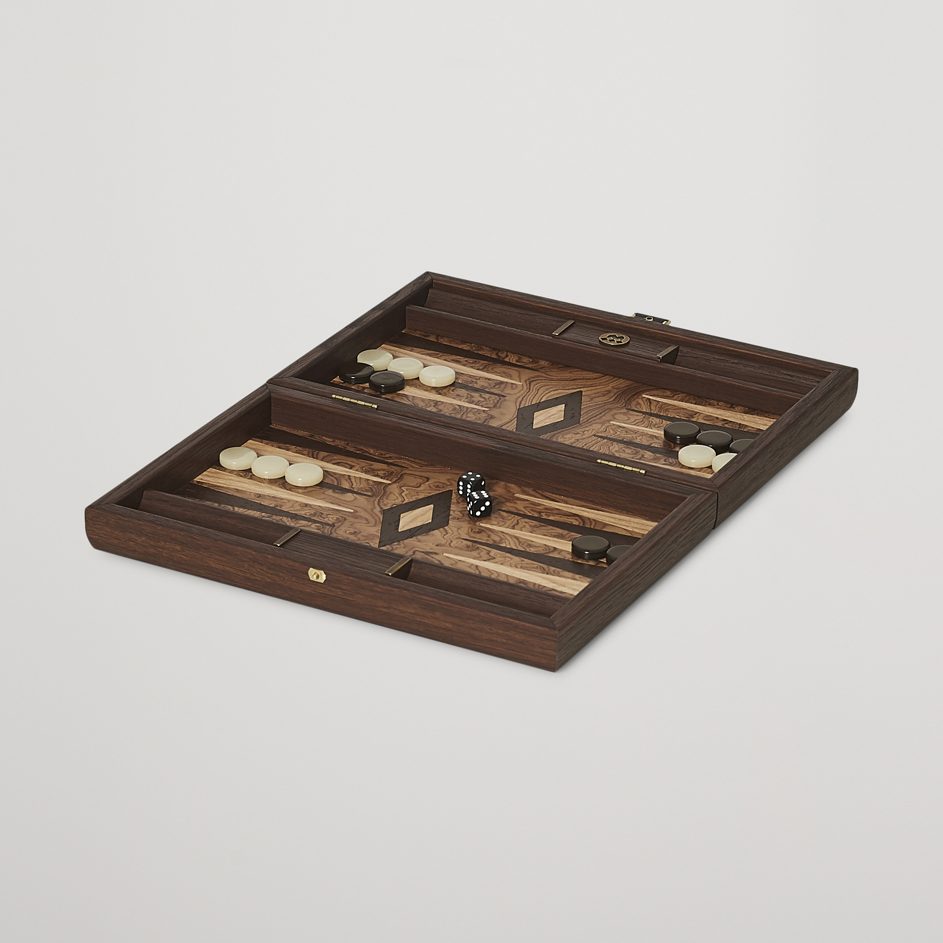 Manopoulos Walnut Burl Small Backgammon With Side Racks at CareOfCarl.com