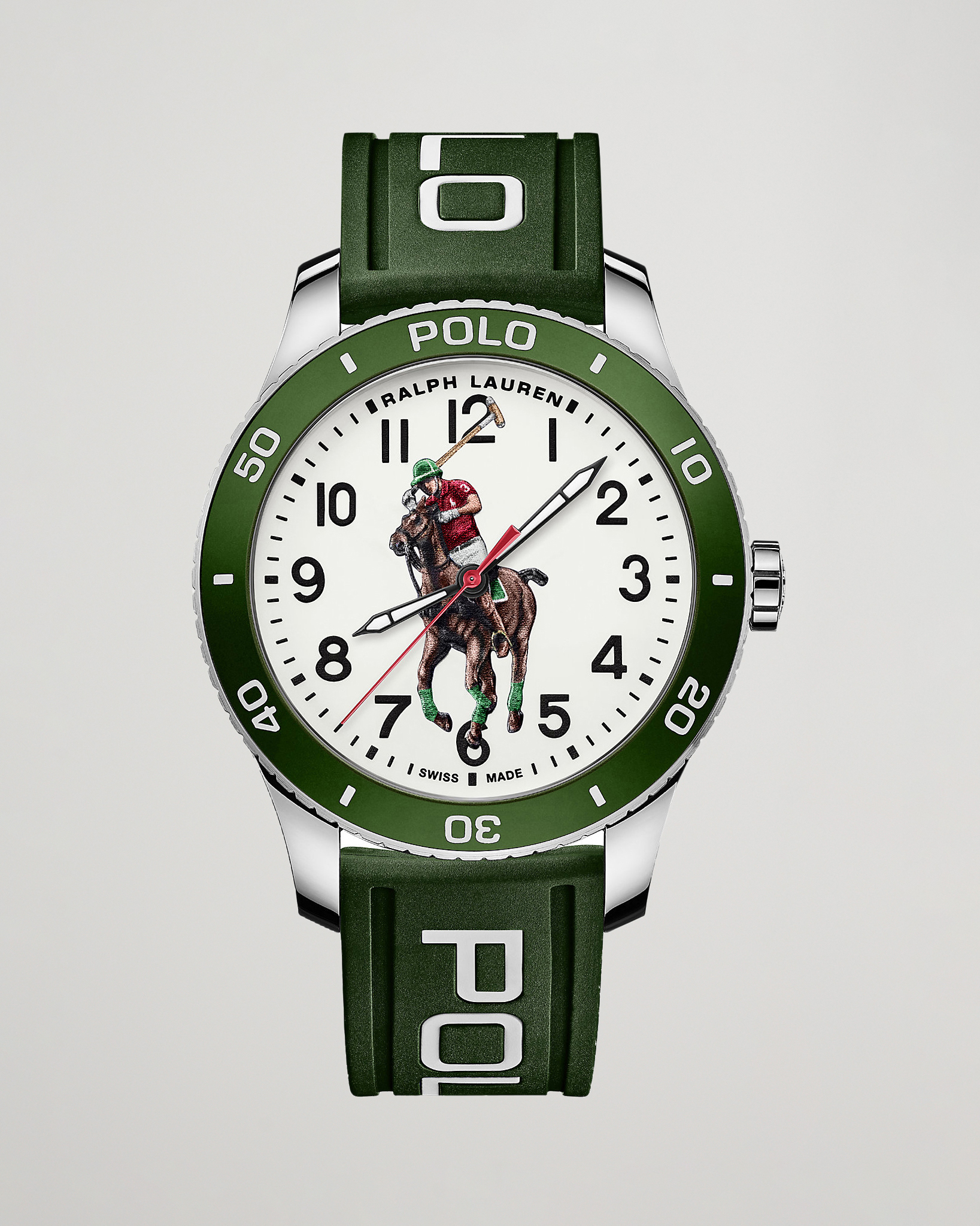 Polo Ralph Lauren 42mm Automatic Pony Player White Dial/Green Bezel at Car