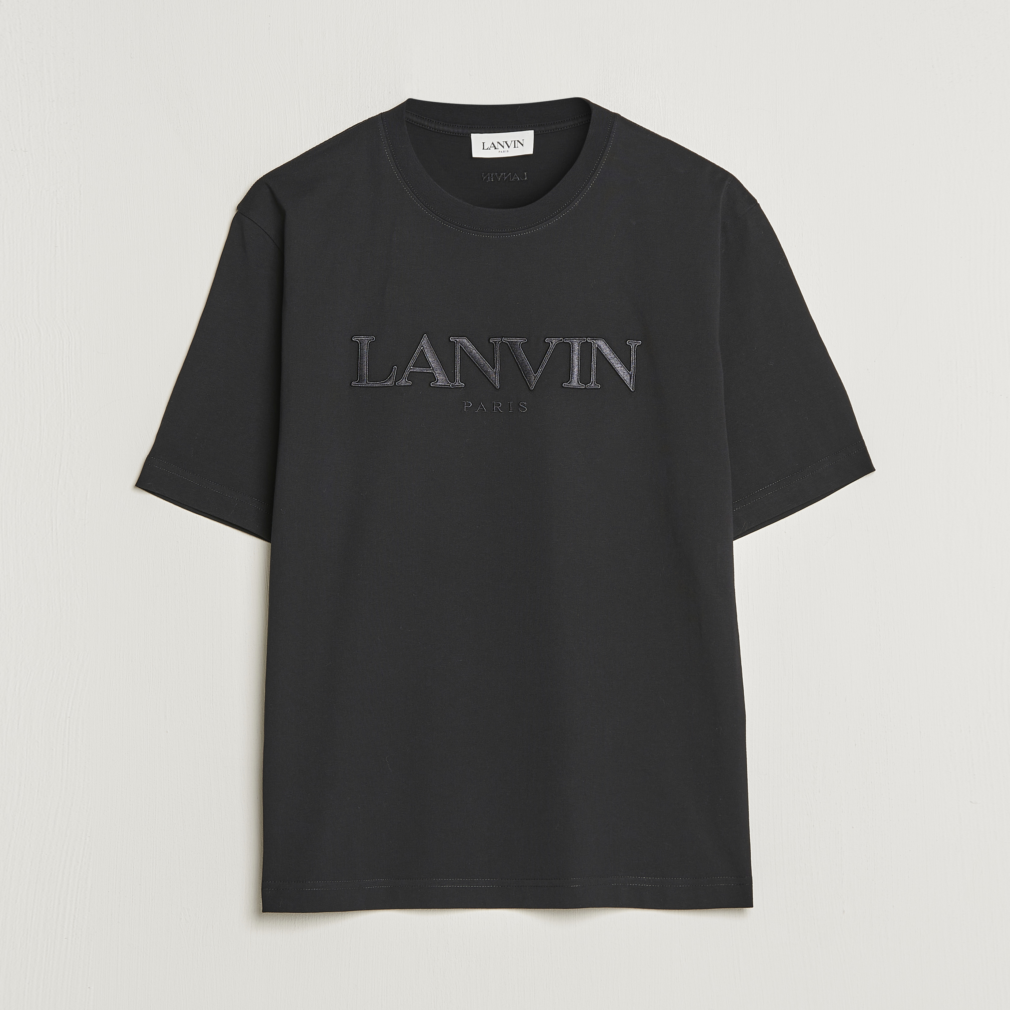 Lanvin Embroidered Tonal Logo T-Shirt Black at CareOfCarl.com