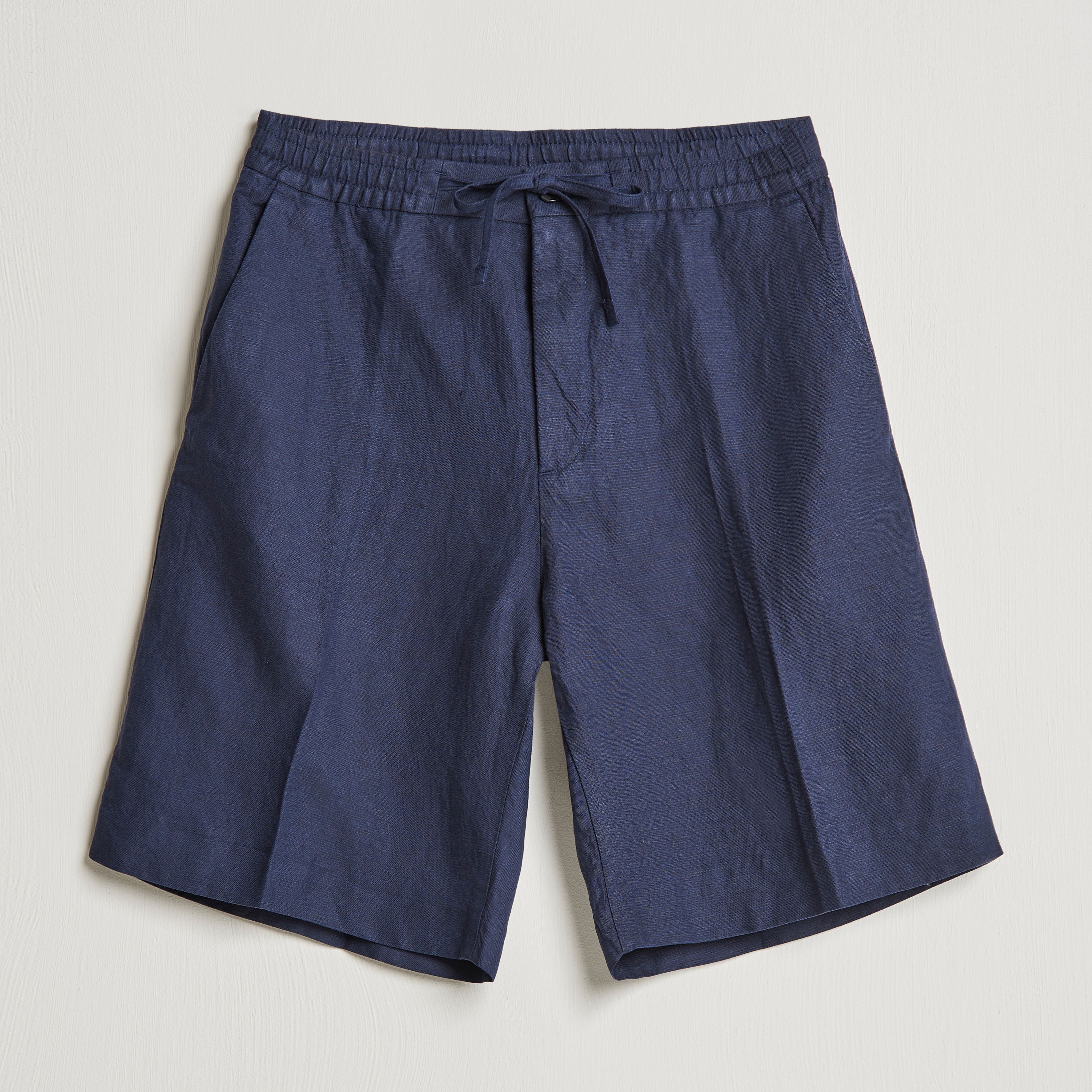 J.Lindeberg Sasha Drape Linen Drawstring Shorts Navy at CareOfCarl.com