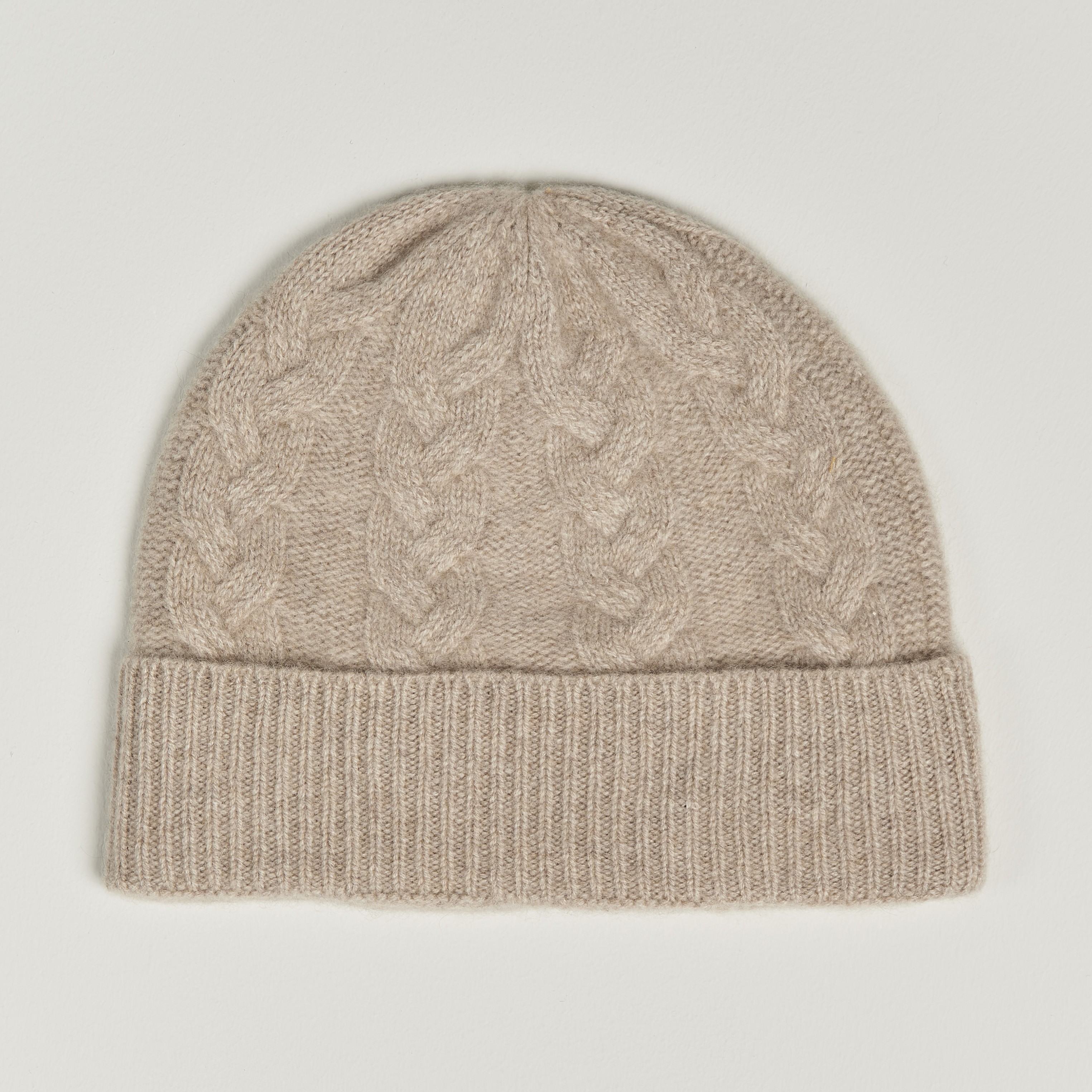 Amanda Christensen Cashmere Cable Knitted Cap Beige Melange at CareOfCarl.c