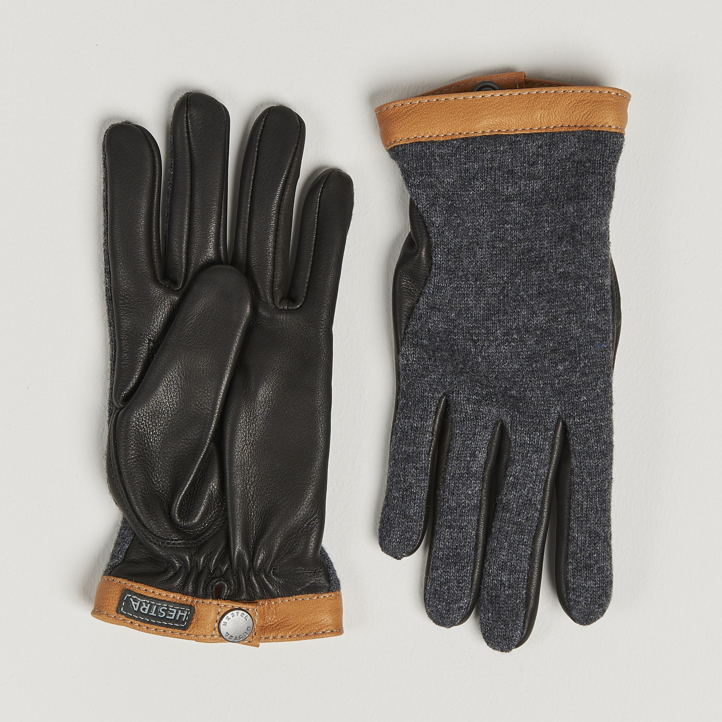 Hestra Deerskin Wool Tricot Glove Grey/Black at CareOfCarl.com