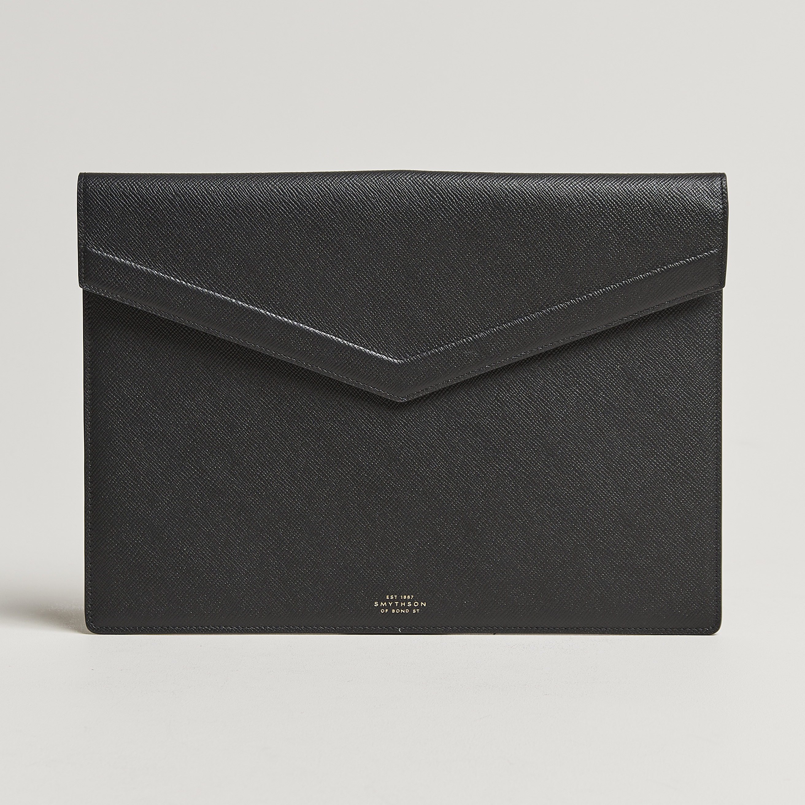 Smythson Panama Leather Large Envelope Portfolio Black at CareOfCarl.com