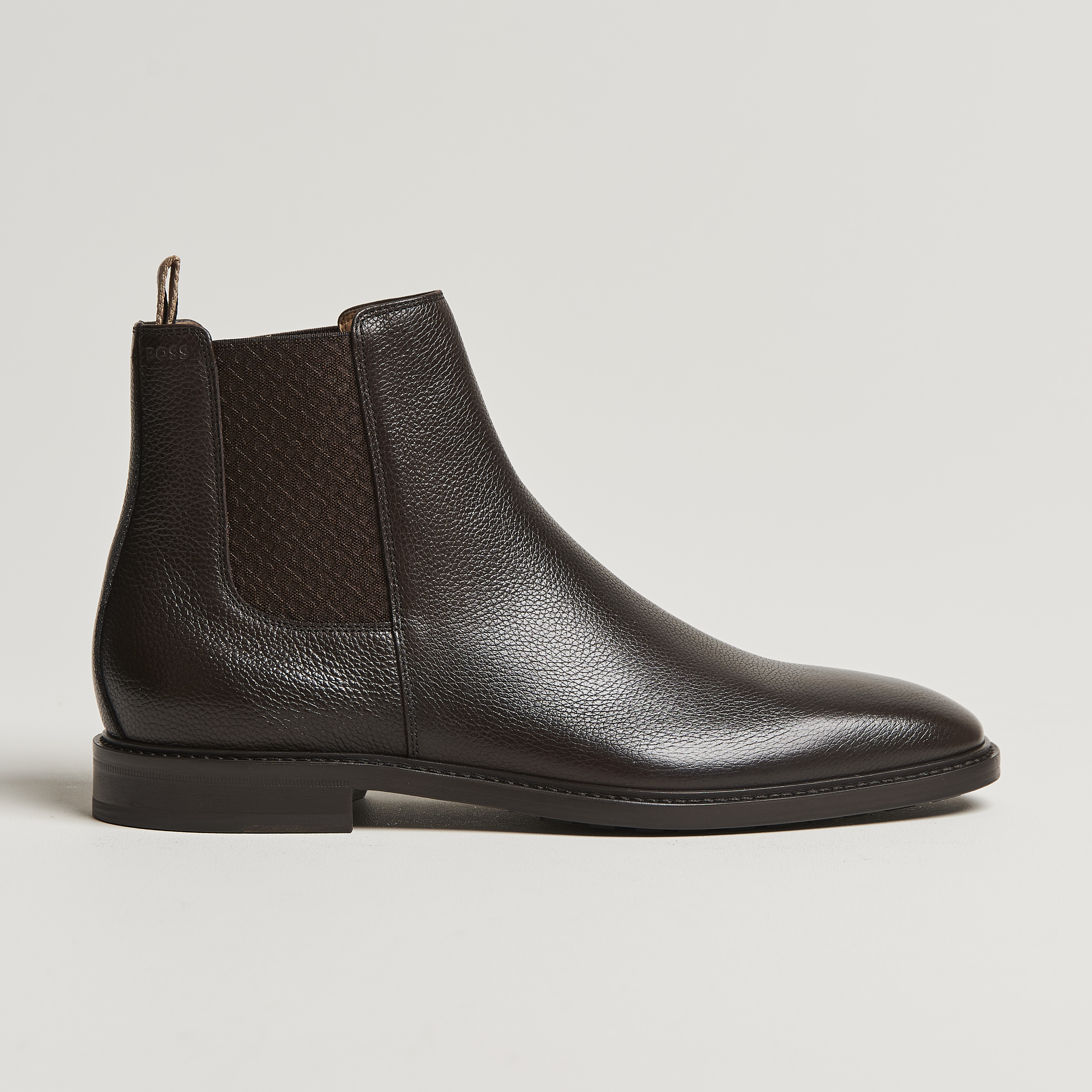 BOSS Lisbon Leather Chelsea Boots Dark Brown at CareOfCarl.com