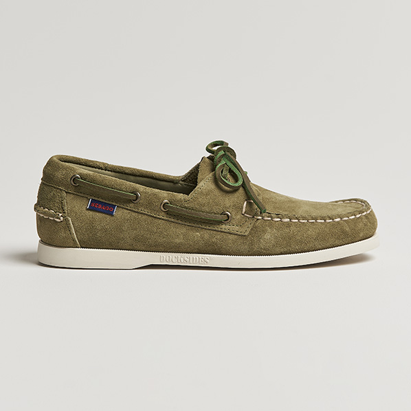 Sebago Docksides Suede Boat Shoe Green Military at CareOfCarl.com