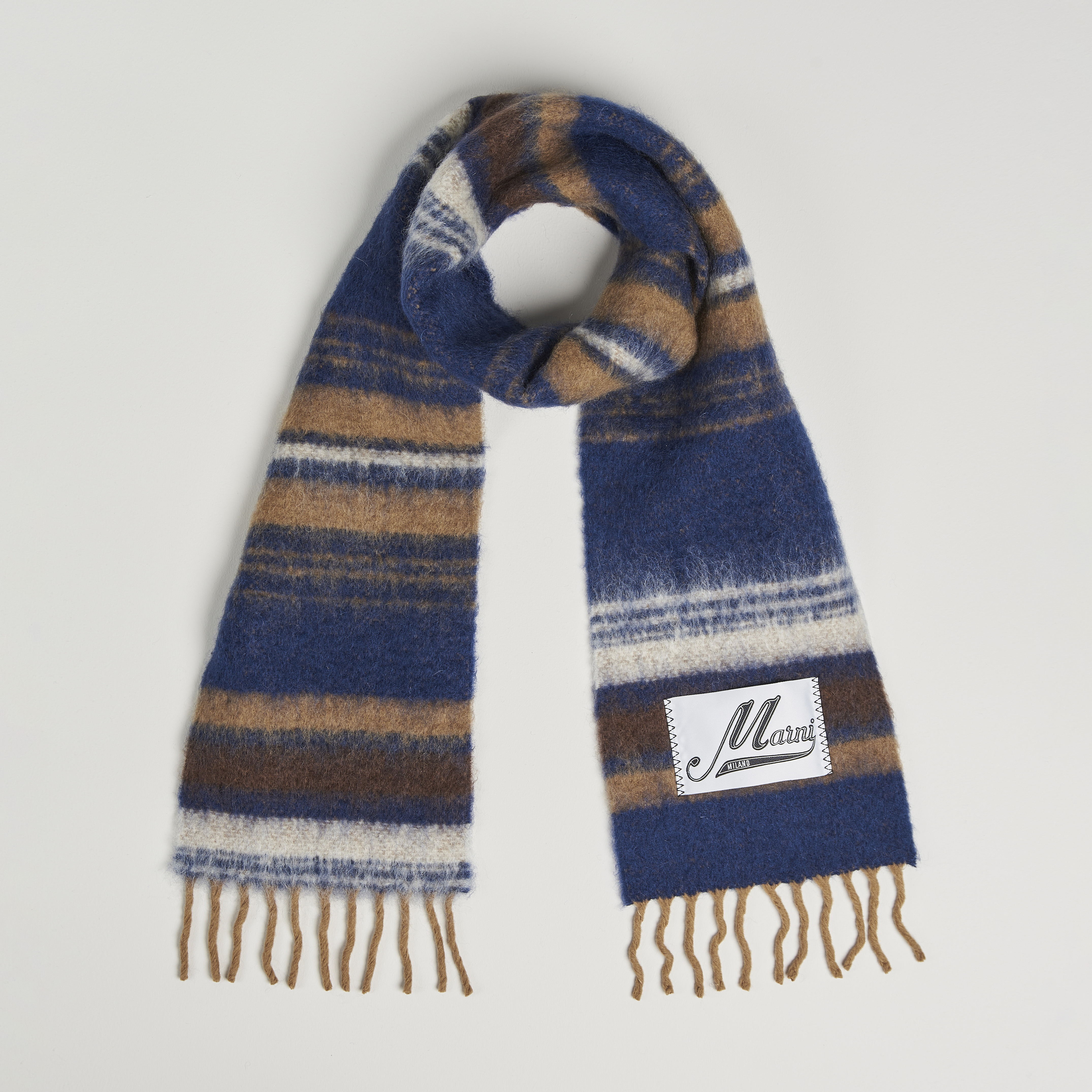 Marni Wool/Alpaca Scarf Navy/Beige at CareOfCarl.com