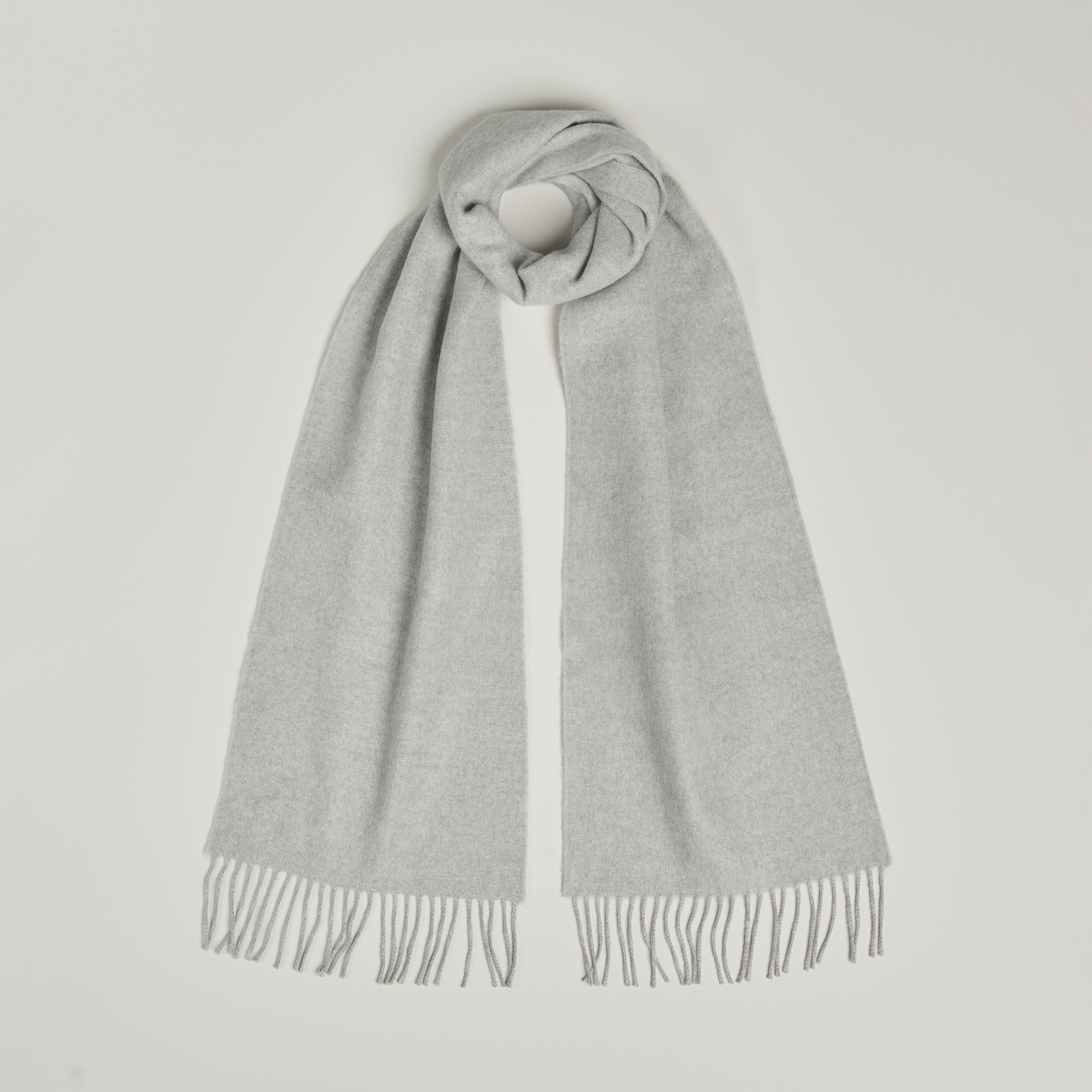 Begg & Co Vier Lambswool/Cashmere Solid Scarf Silver at CareOfCarl.com