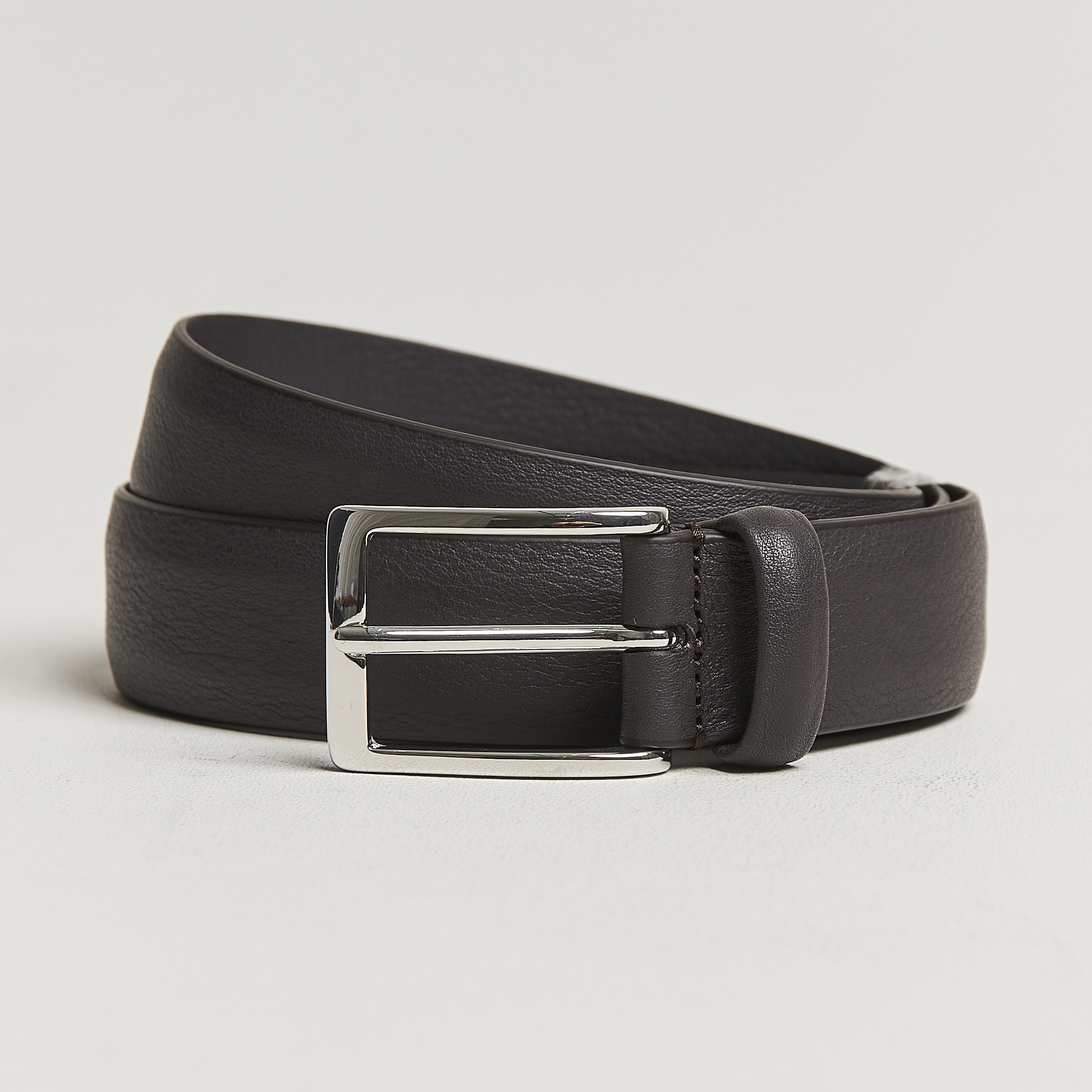 Anderson's Double Nappa Calf 3 cm Belt Dark Brown at CareOfCarl.com