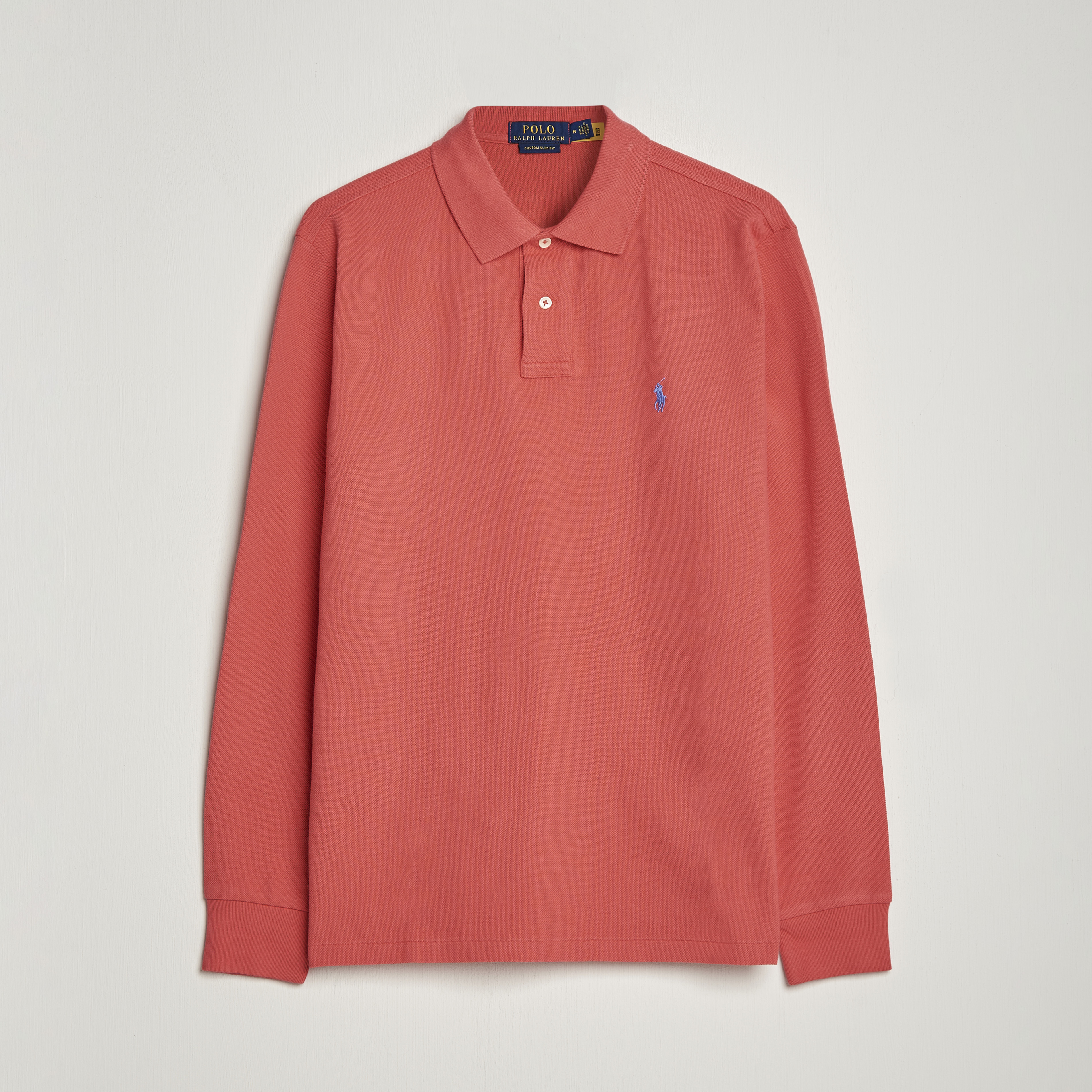 Polo Ralph Lauren Custom Slim Fit Long Sleeve Polo Starboard Red at CareOfC