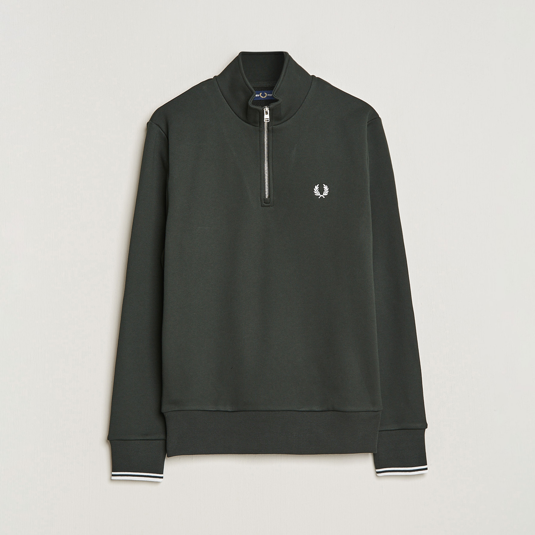 Fred Perry Half Zip Sweatshirt Night Green at CareOfCarl.com