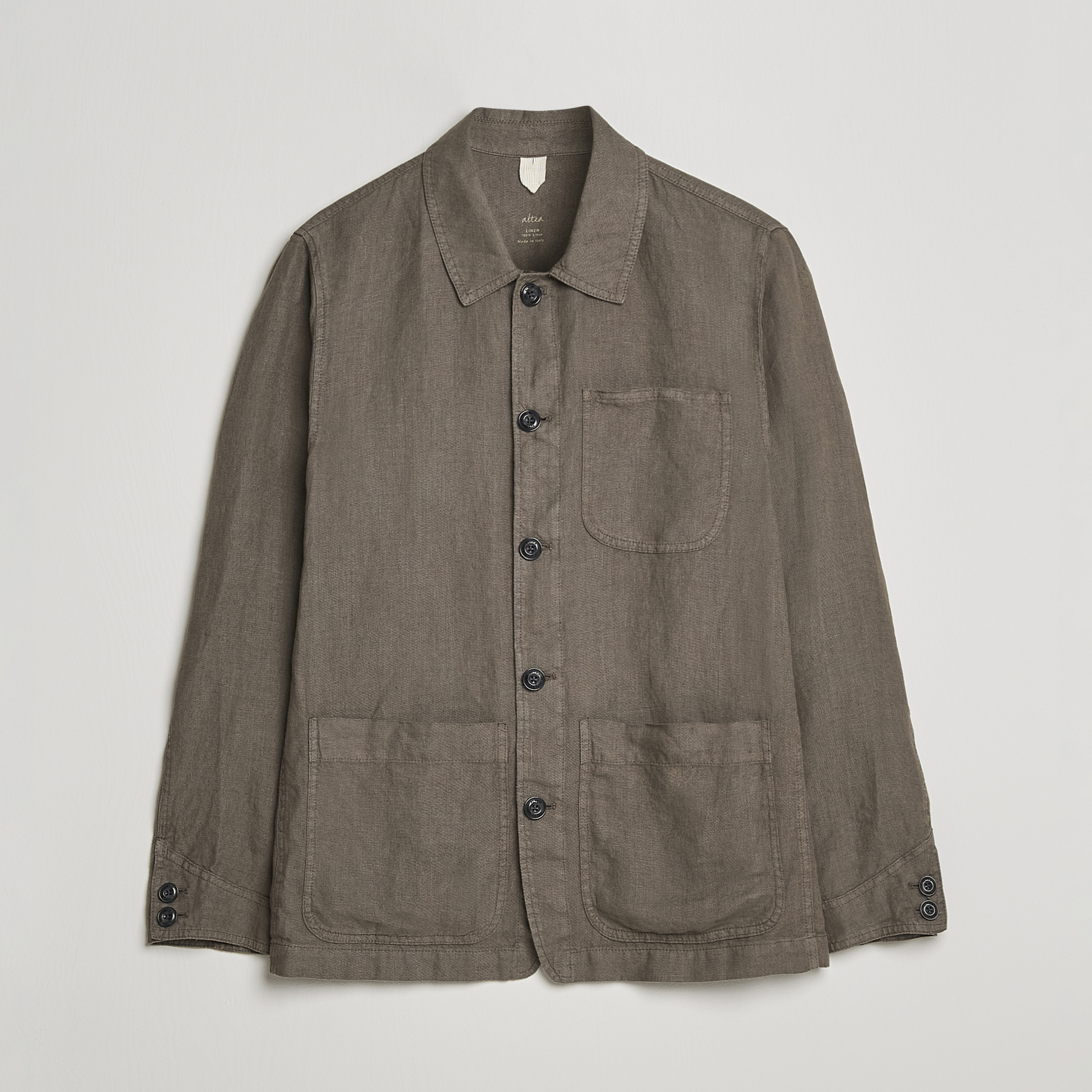 Altea Linen Shirt Jacket Olive at CareOfCarl.com