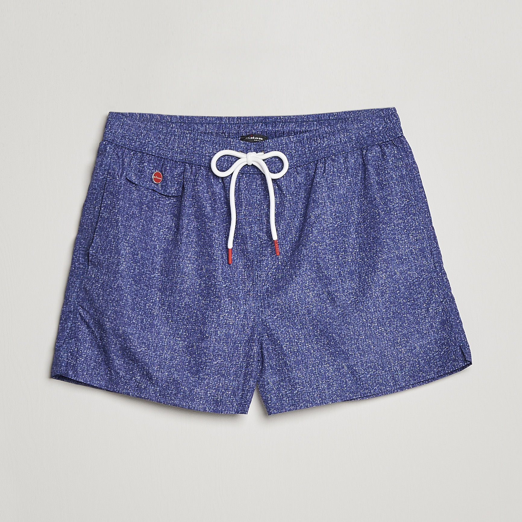 Kiton Printed Swim Trunks Navy Melange at CareOfCarl.com