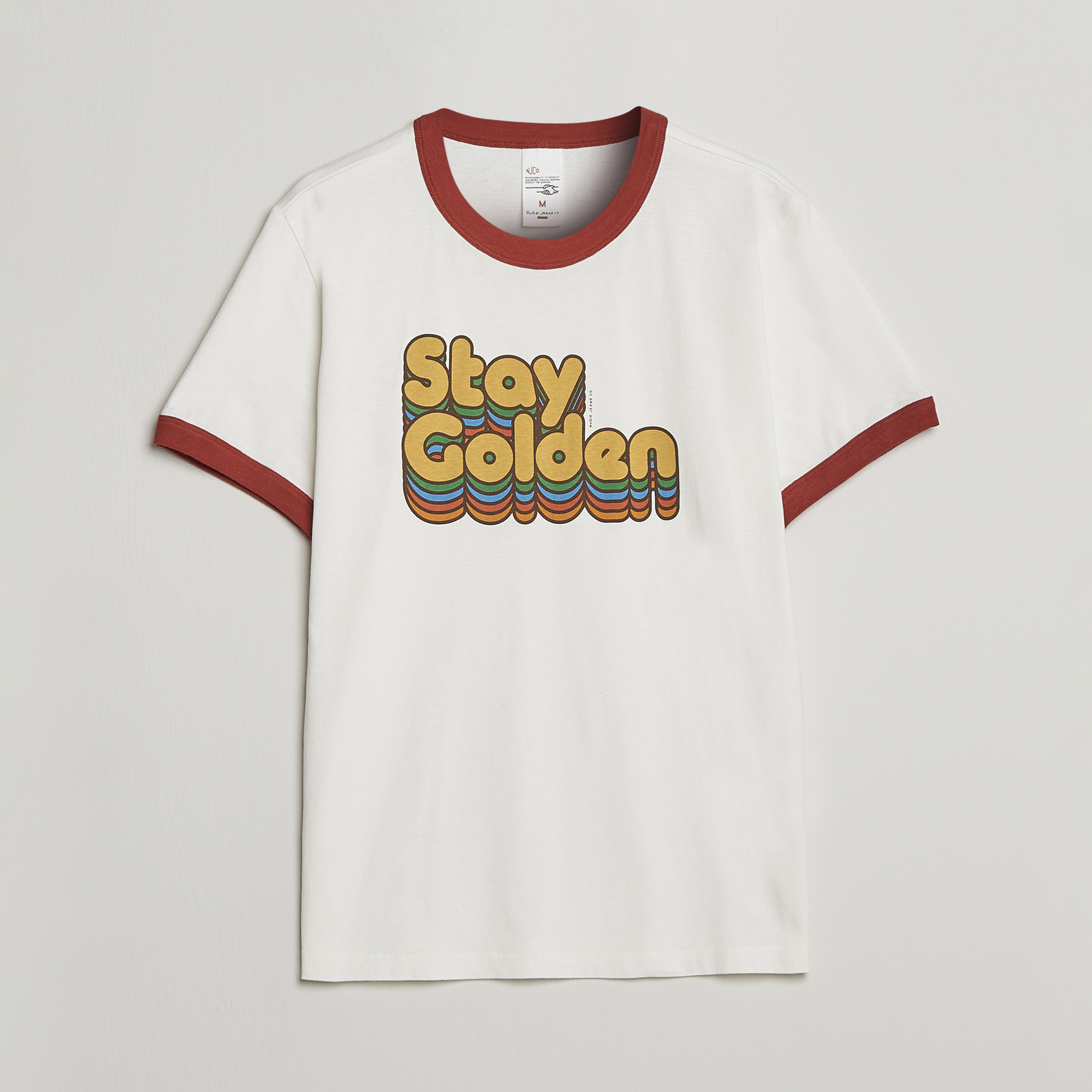 Nudie Jeans Ricky Logo Crew Neck T-Shirt Chalk White at CareOfCarl.com