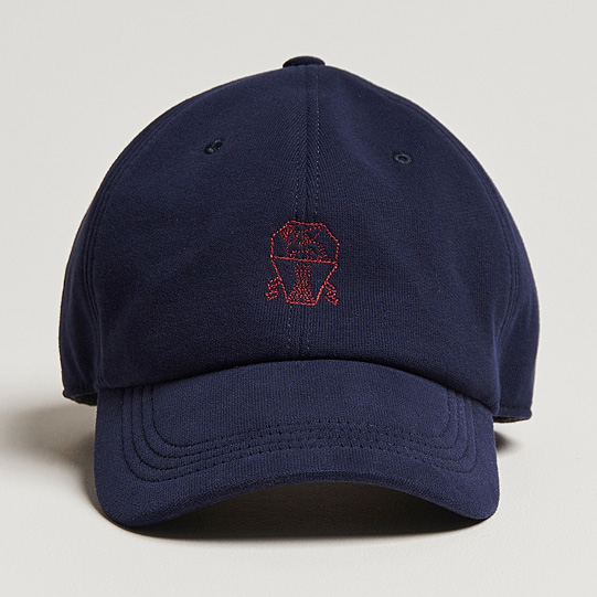 Brunello Cucinelli Peach Baseball Cap Navy at CareOfCarl.com