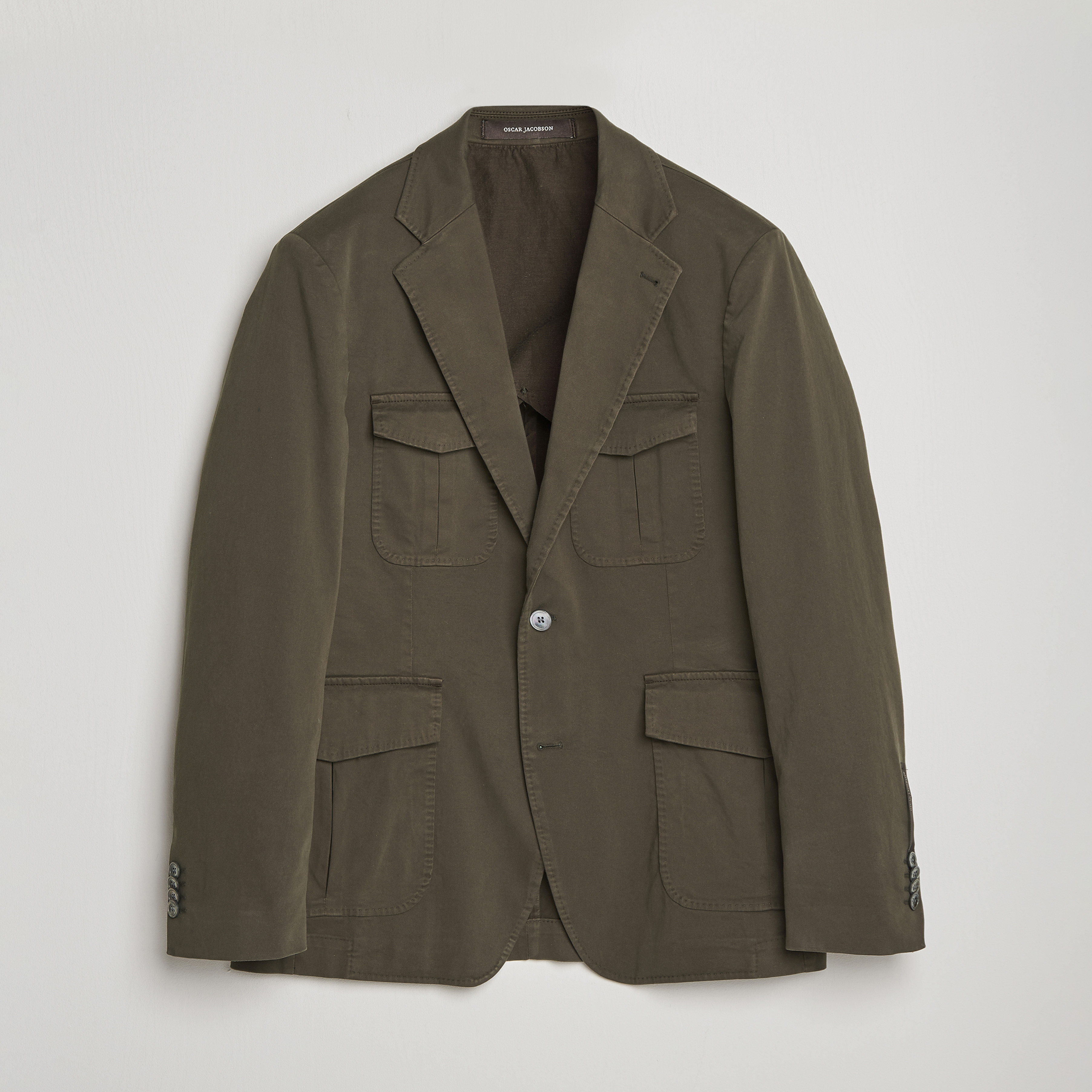 Oscar Jacobson Friso Cotton Safari Blazer Dark Green at CareOfCarl.com