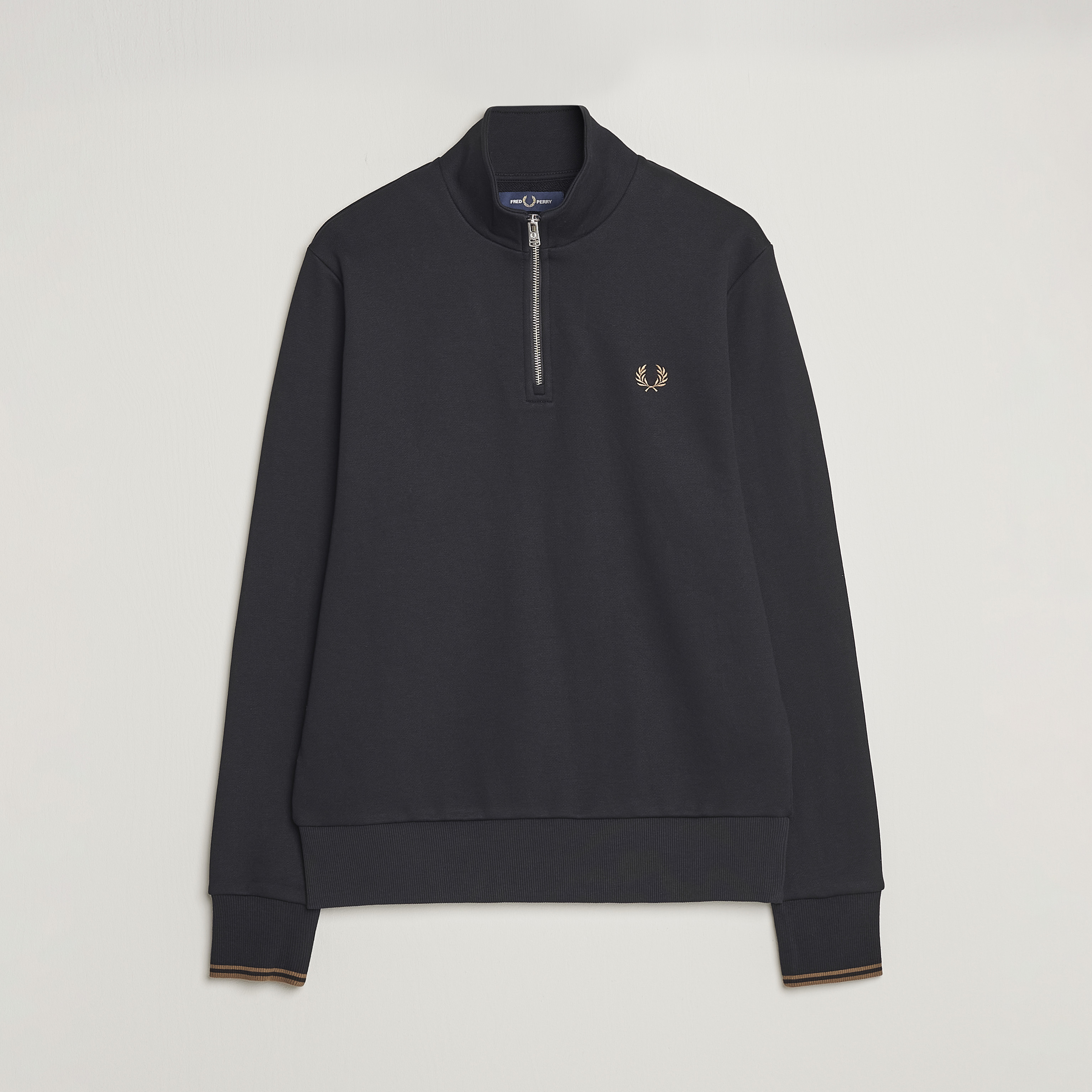Fred Perry Half Zip Sweatshirt Black at CareOfCarl.com