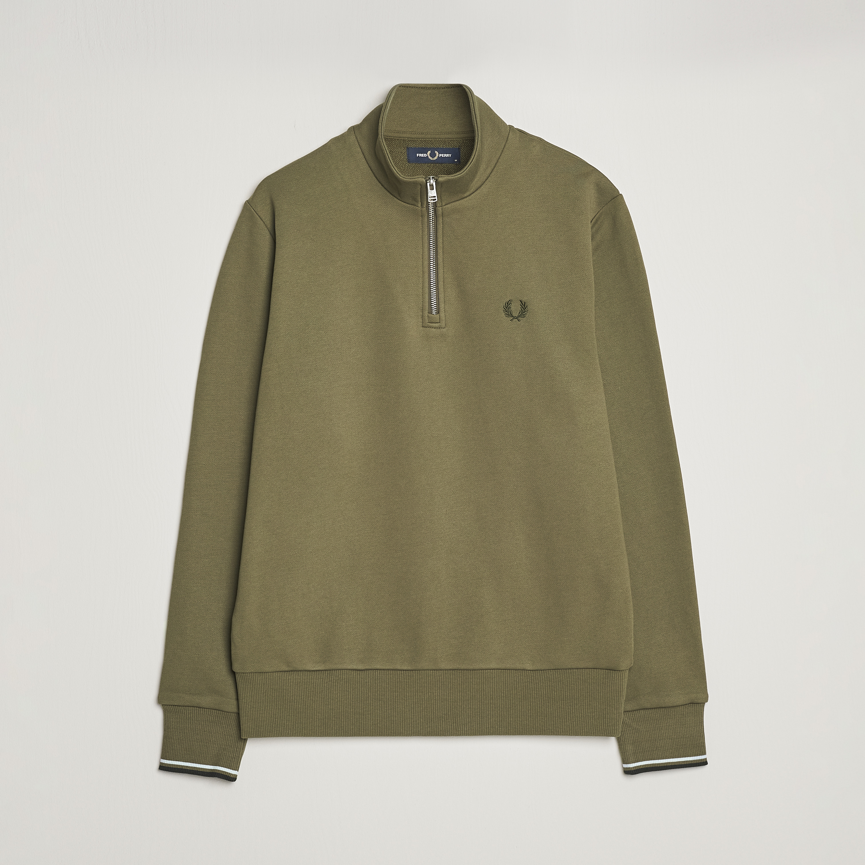 Fred Perry Half Zip Sweatshirt Uniform Green at CareOfCarl.com