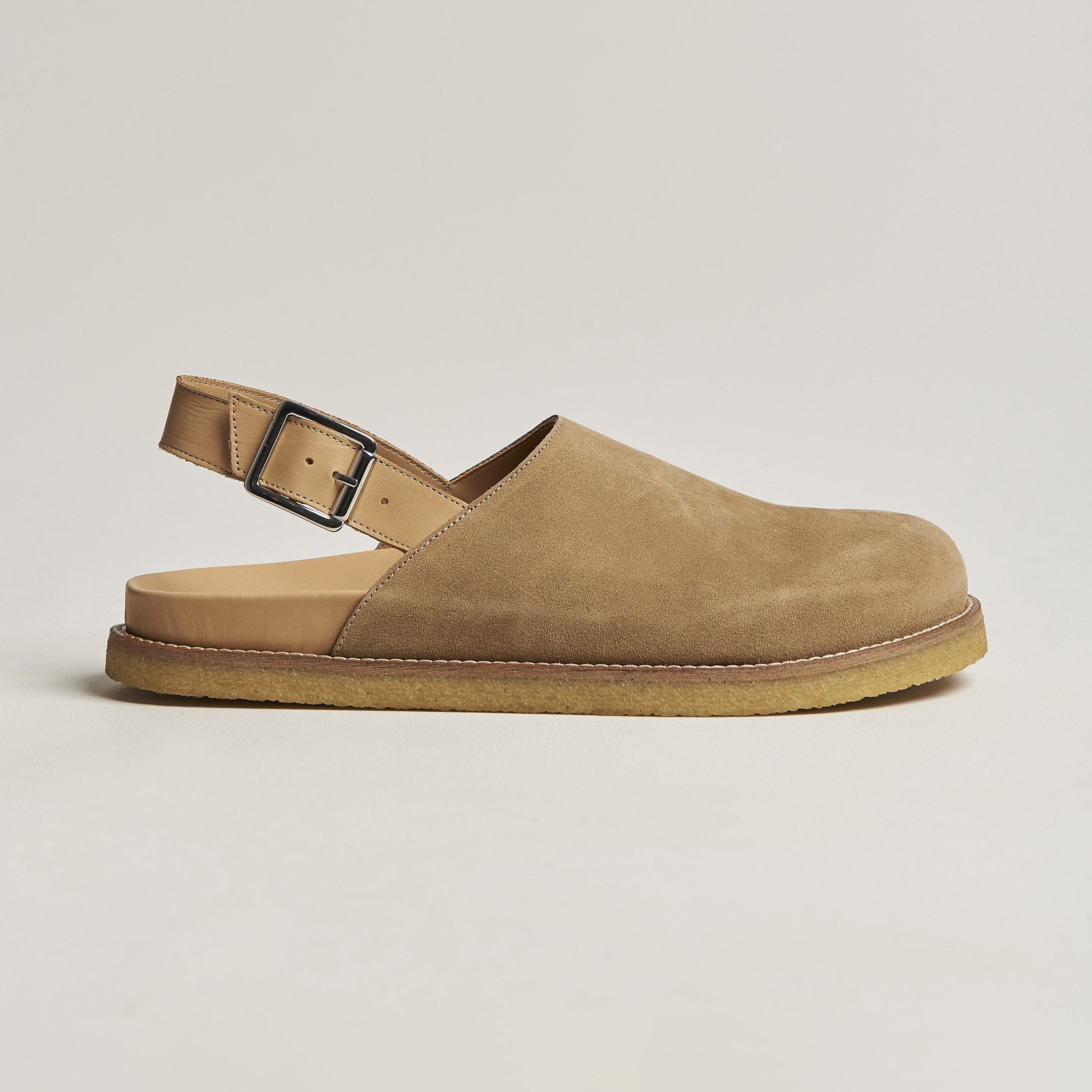 VINNY's Strapped Mule Sand Suede at CareOfCarl.com