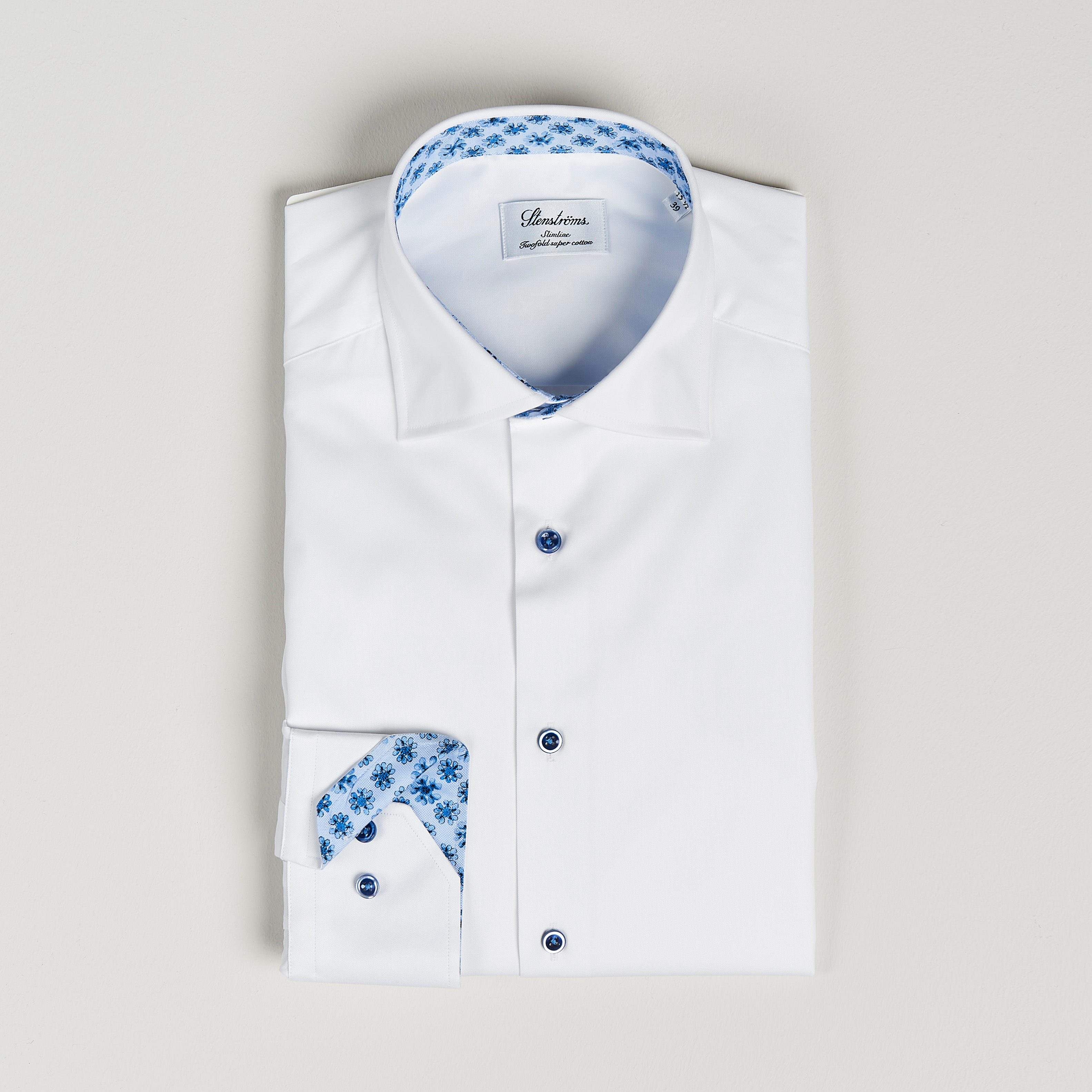 Stenströms Slimline Cut Away Contrast Shirt White at CareOfCarl.com