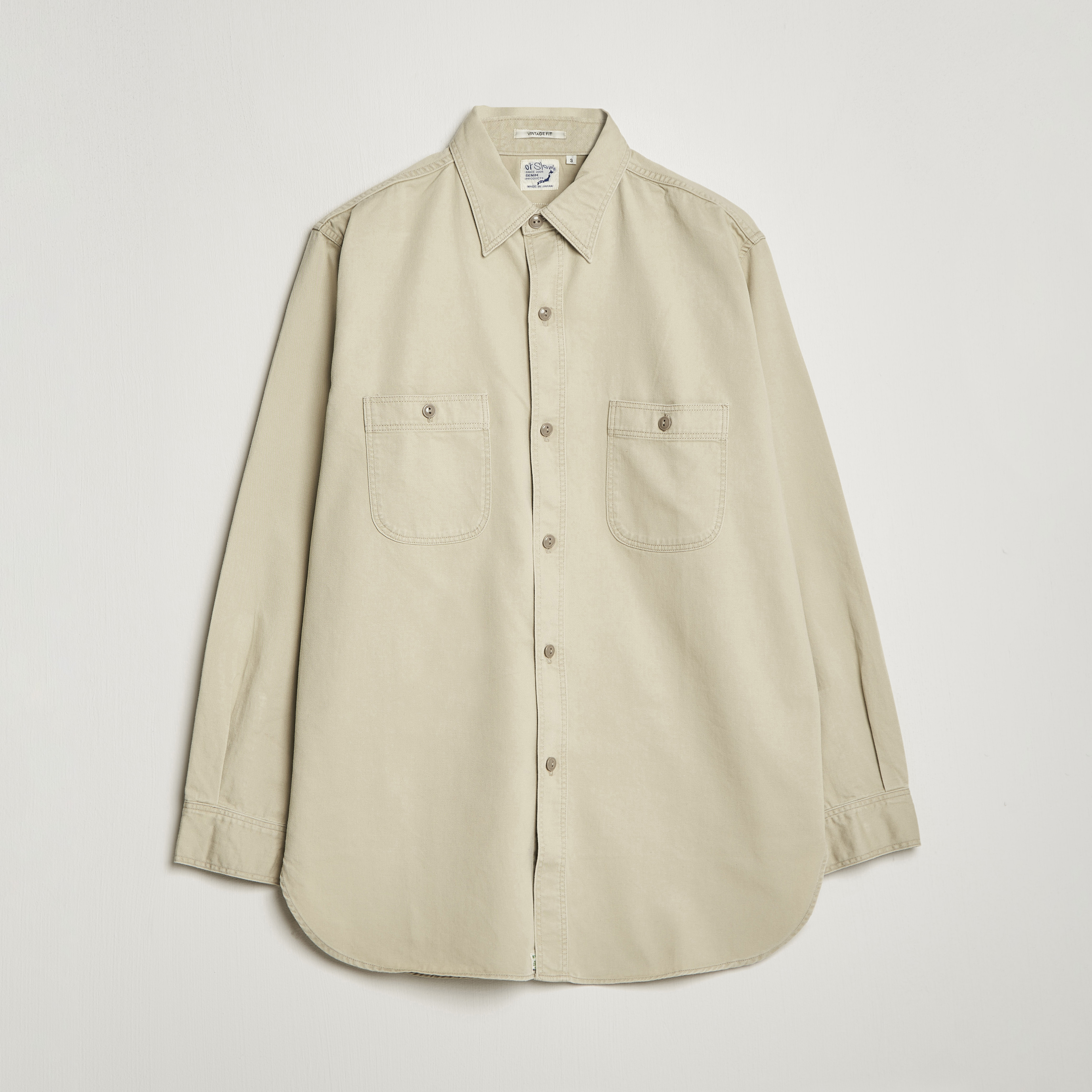 orSlow Double Pocket Utility Shirt Beige at CareOfCarl.com
