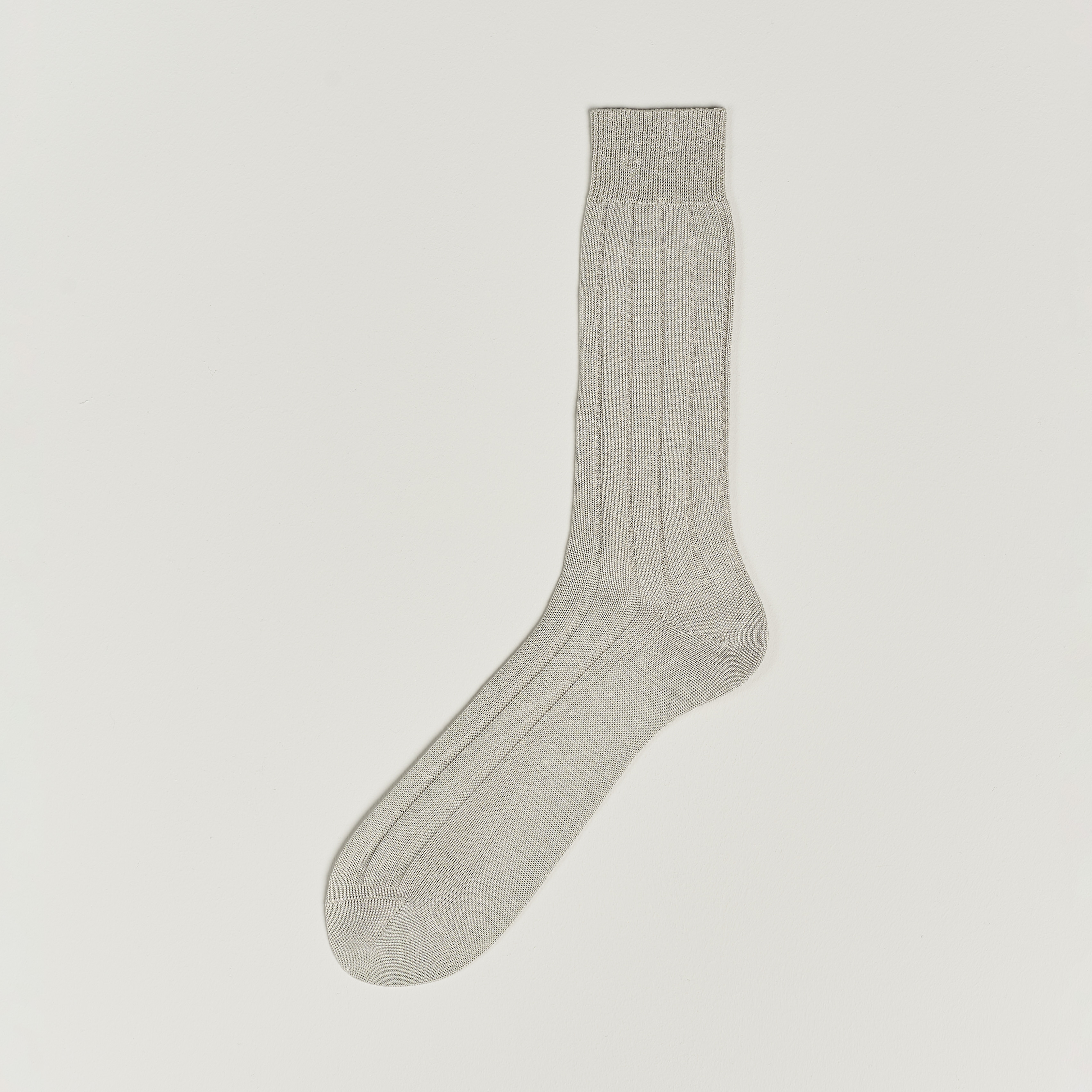 Bresciani Wide Ribbed Cotton Socks Off White at CareOfCarl.com