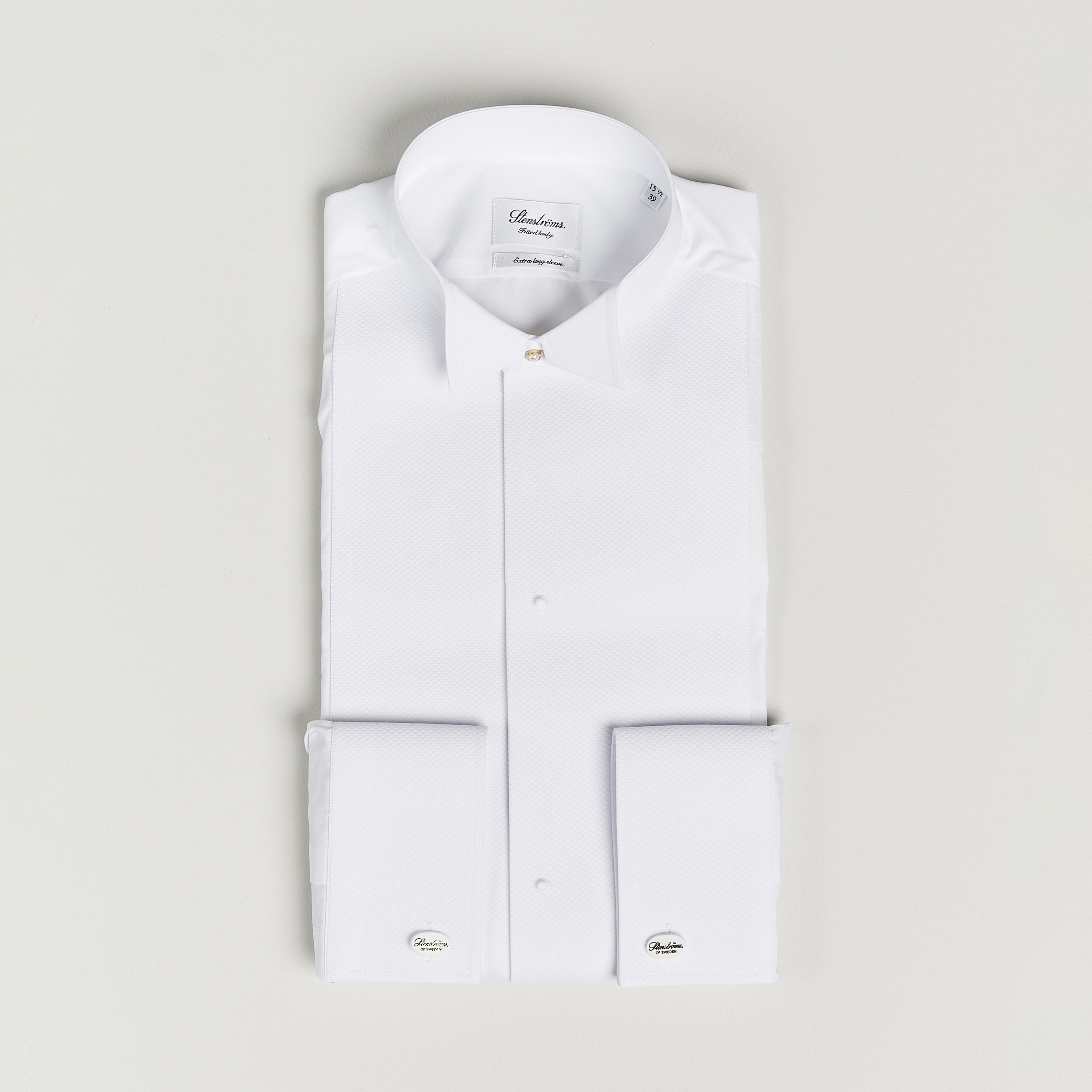 Stenströms Fitted Body XL Sleeve Stand Up Collar Evening Shir White at Care