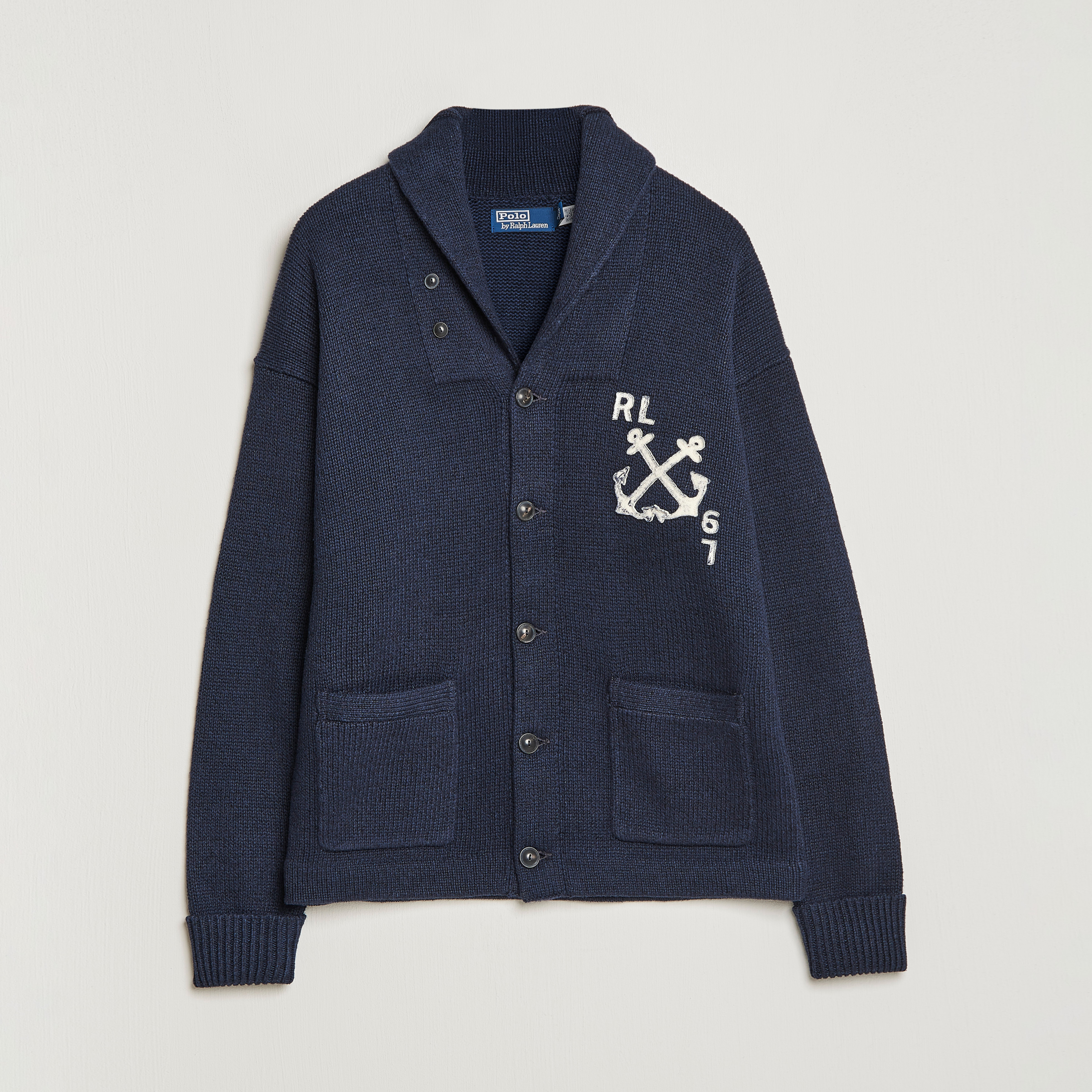 Polo Ralph Lauren RL Knitted Cardigan Navy at CareOfCarl.com
