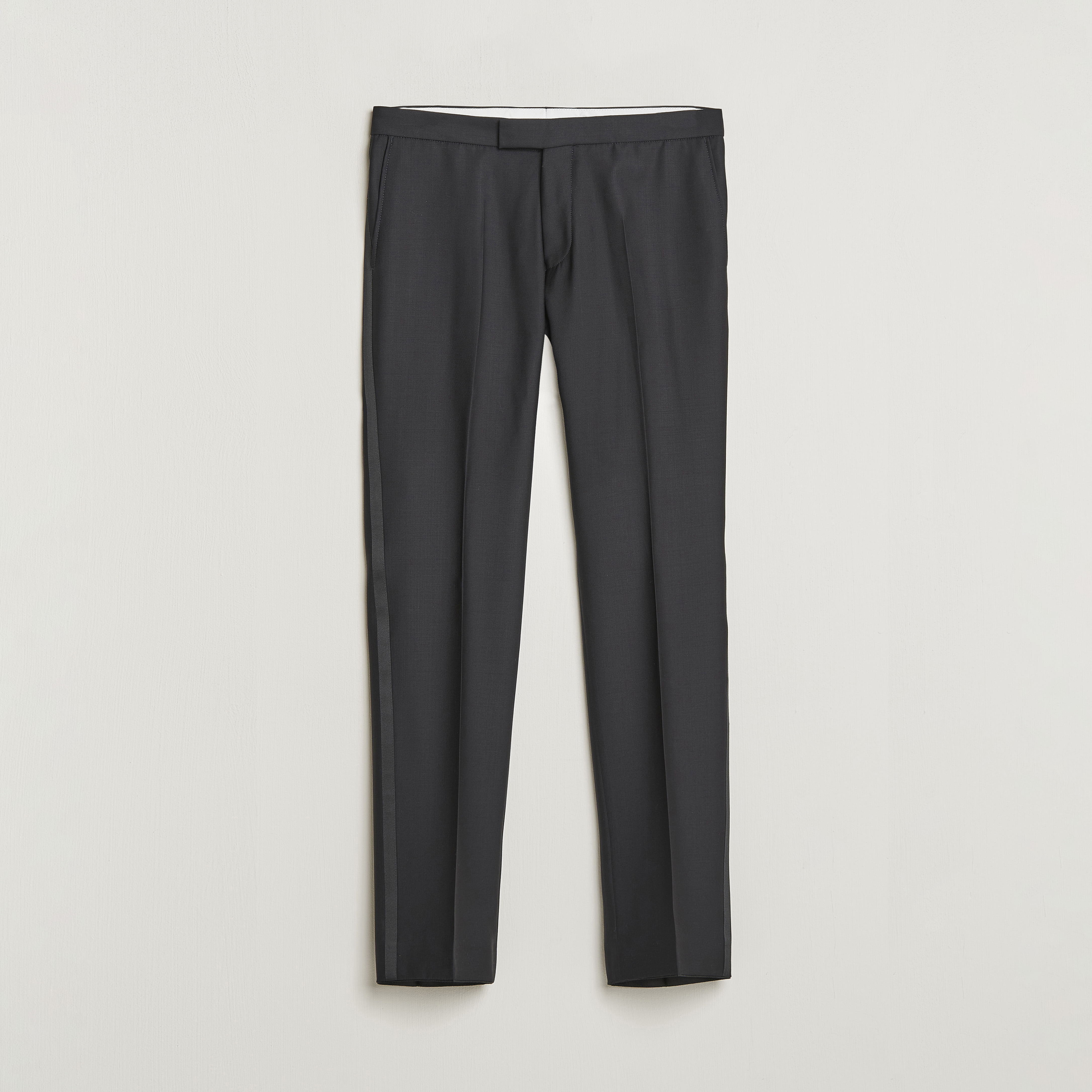 Oscar Jacobson Devon Wool Tuxedo Trousers Black at CareOfCarl.com