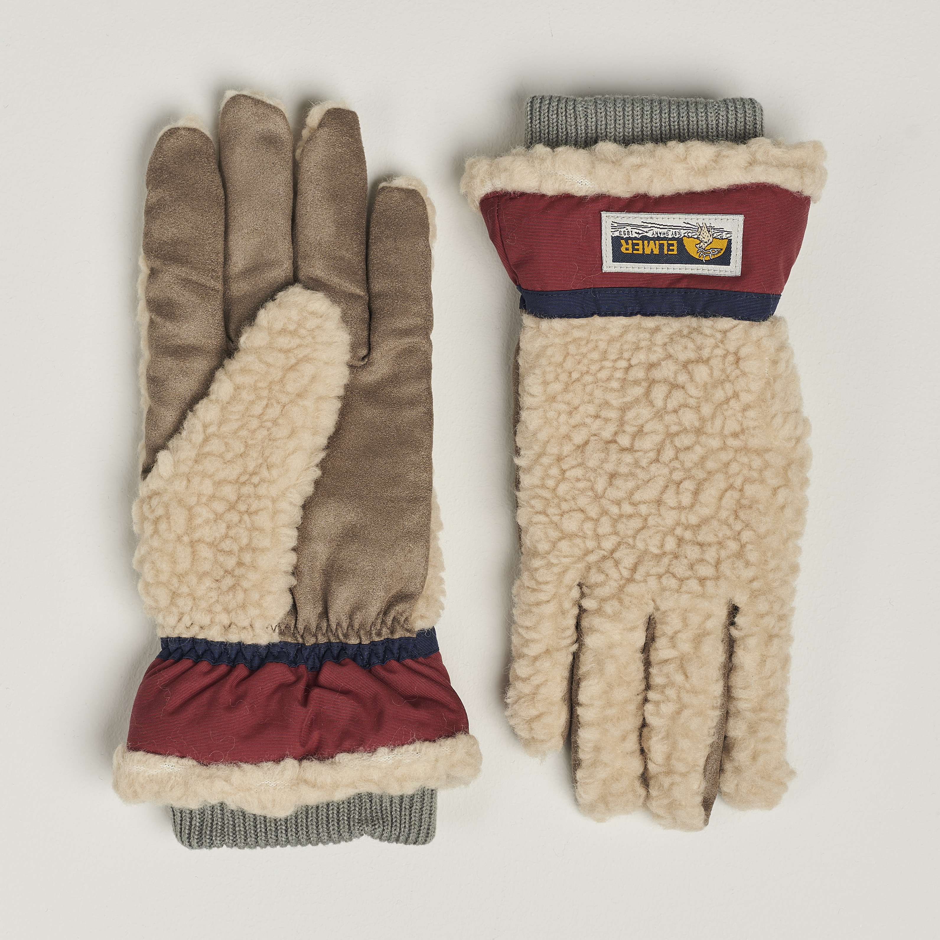 Elmer by Swany Sota Wool Teddy Gloves Beige/Wine at CareOfCarl.com